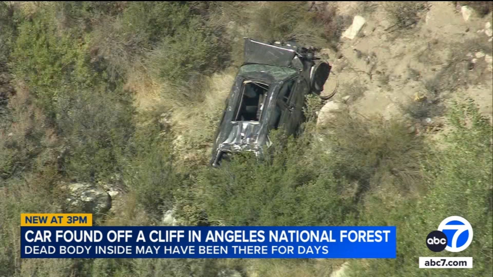 CHP finds body inside wrecked car at bottom of cliff near Acton - ABC7 ...