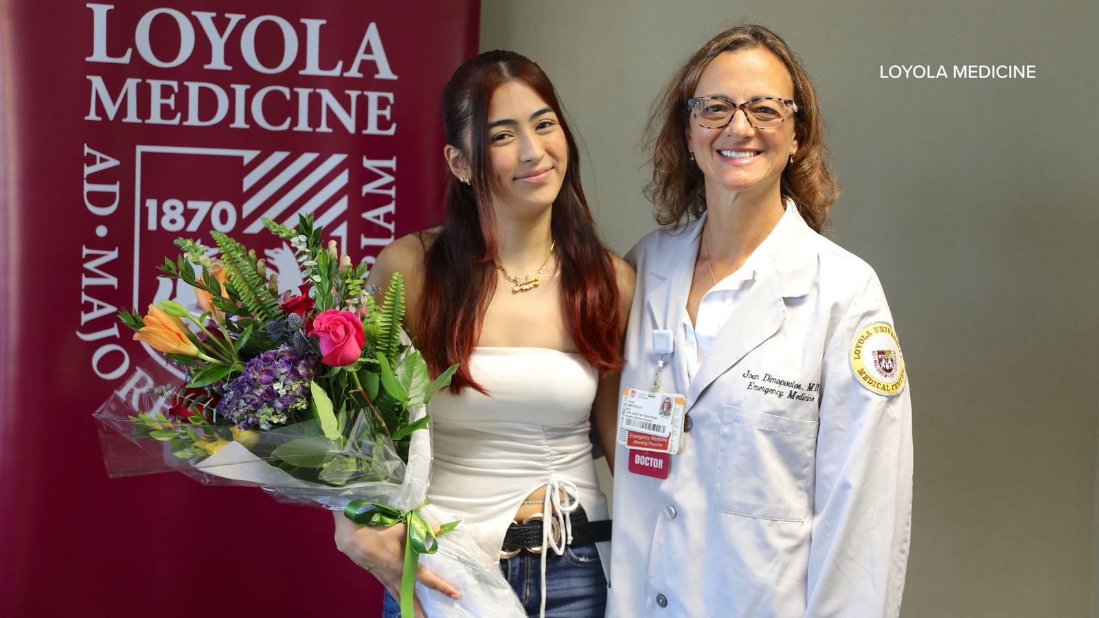 Loyola Medicine cafeteria cashier Keztly Angel saves ER Dr. Joan Dimopoulos with Heimlich ...