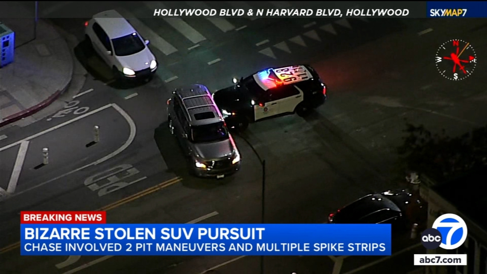 Chase through LA ends in PIT maneuver after suspect drives over spike ...