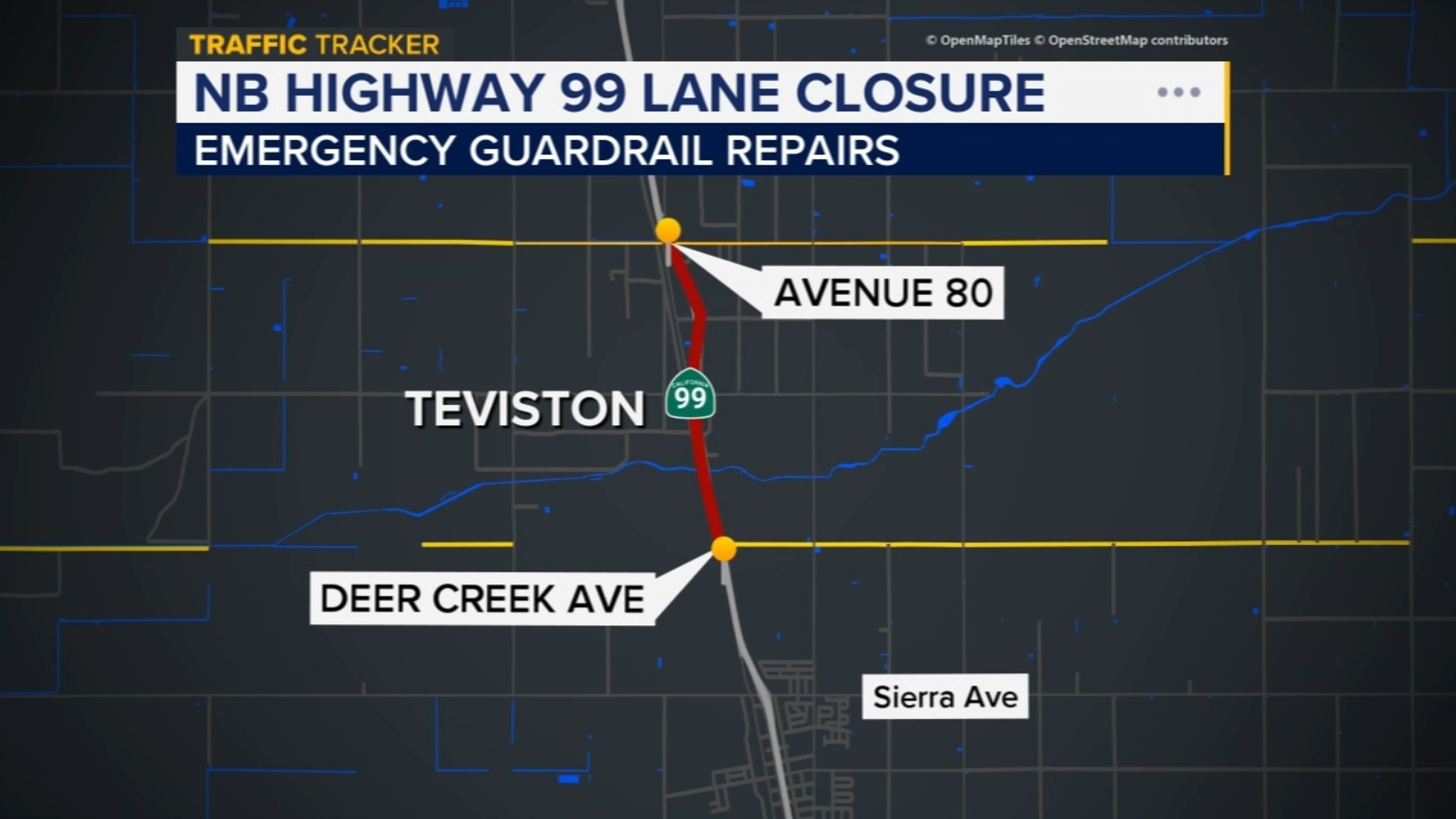 Caltrans announces lane closure on Highway 99 for repairs in Tulare ...