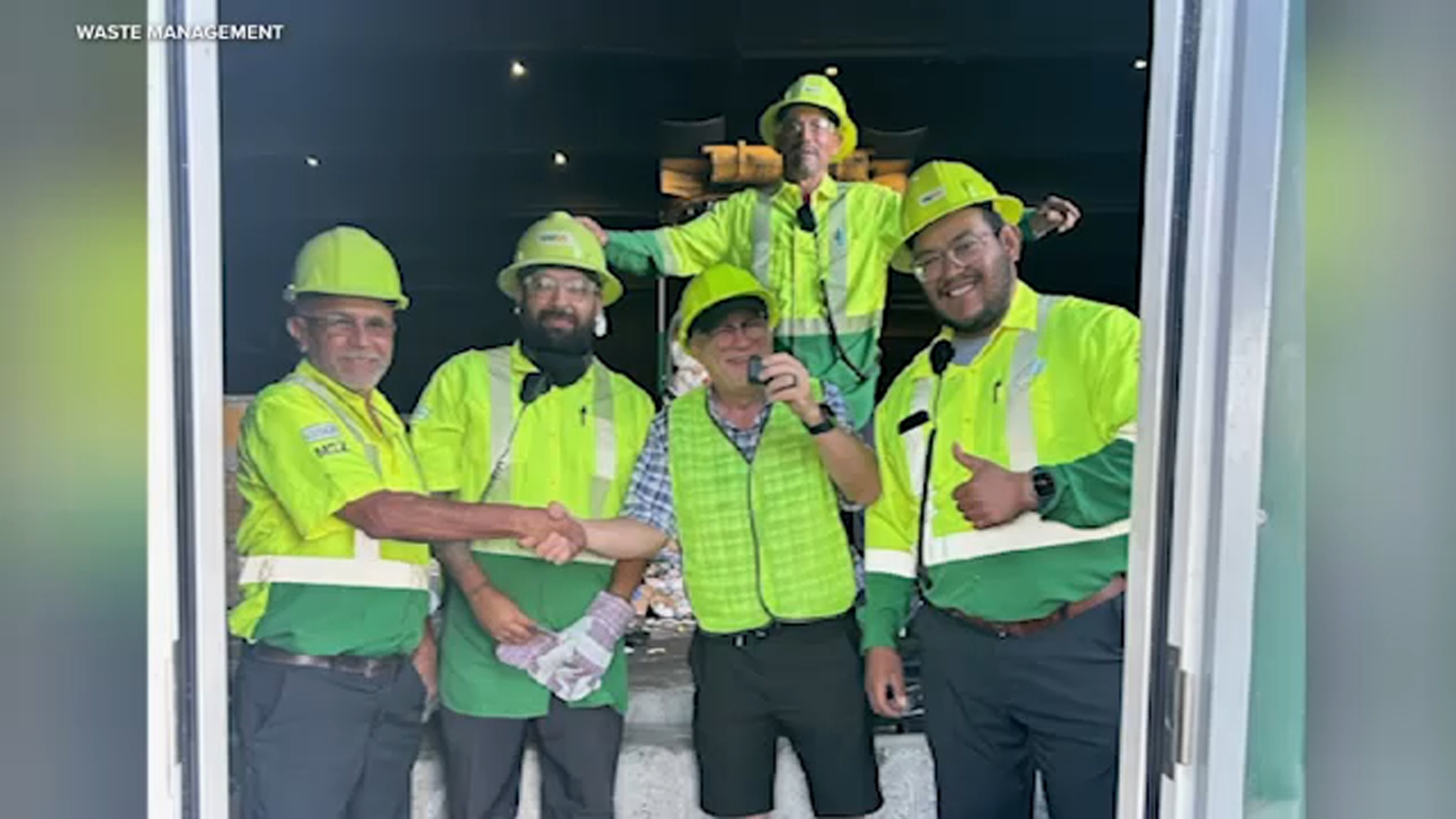 SoCal Waste Management workers dig through trash truck to help man find ...