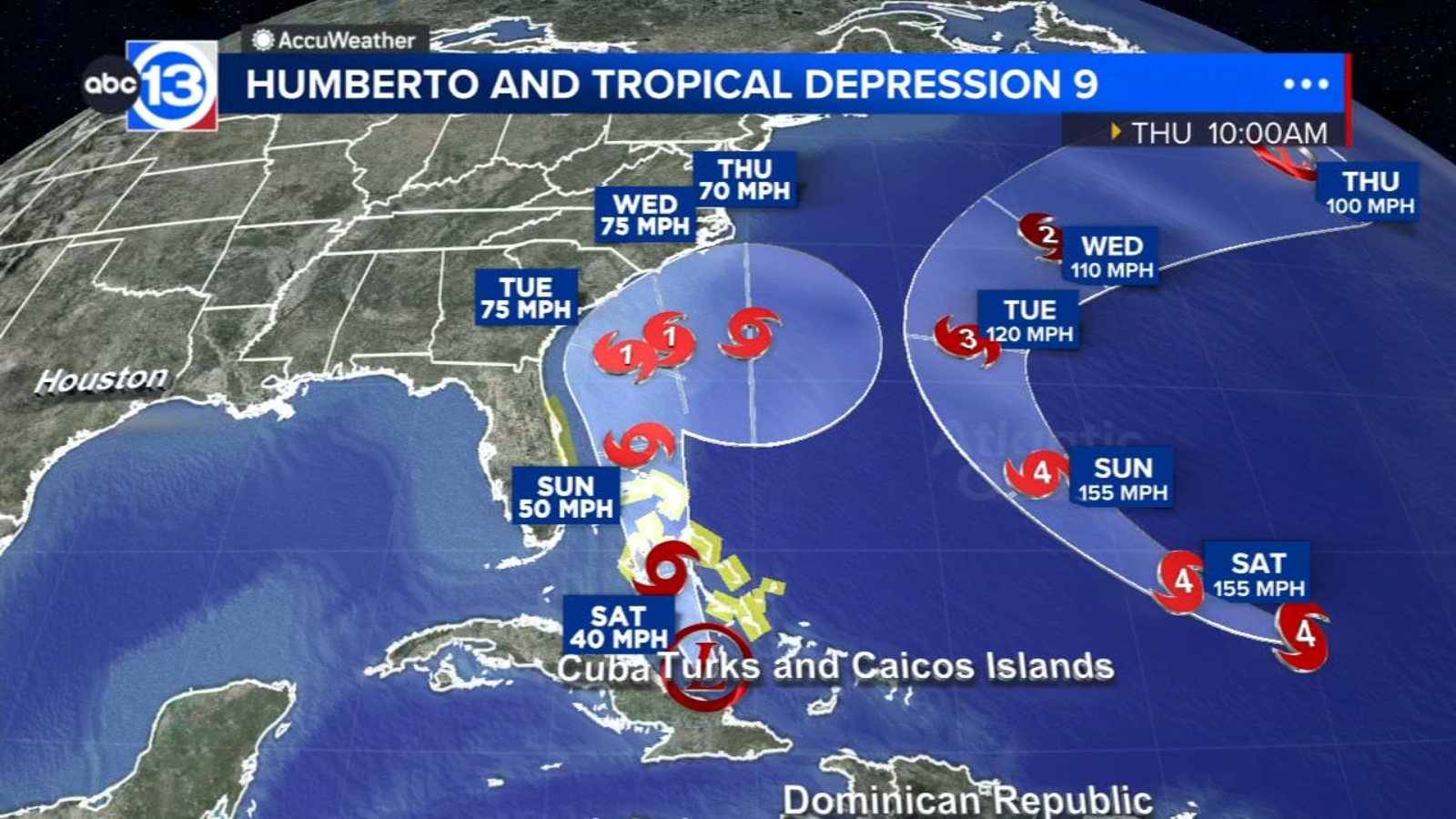 Tropical weather update 2025: Humberto remains at Cat 4 while Tropical ...
