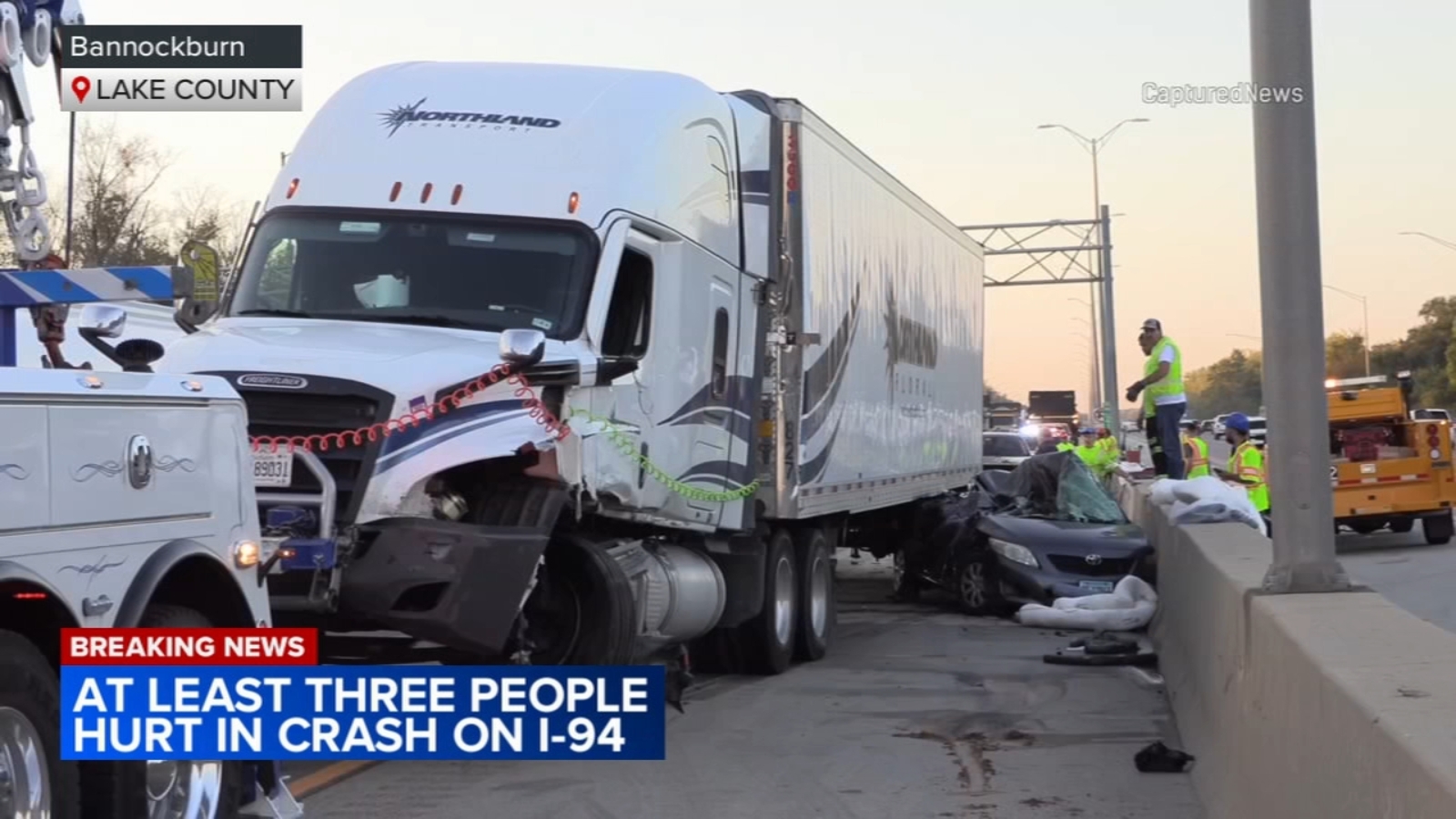 At least 3 hospitalized after semi, car crash on I-94 north of Half Day ...