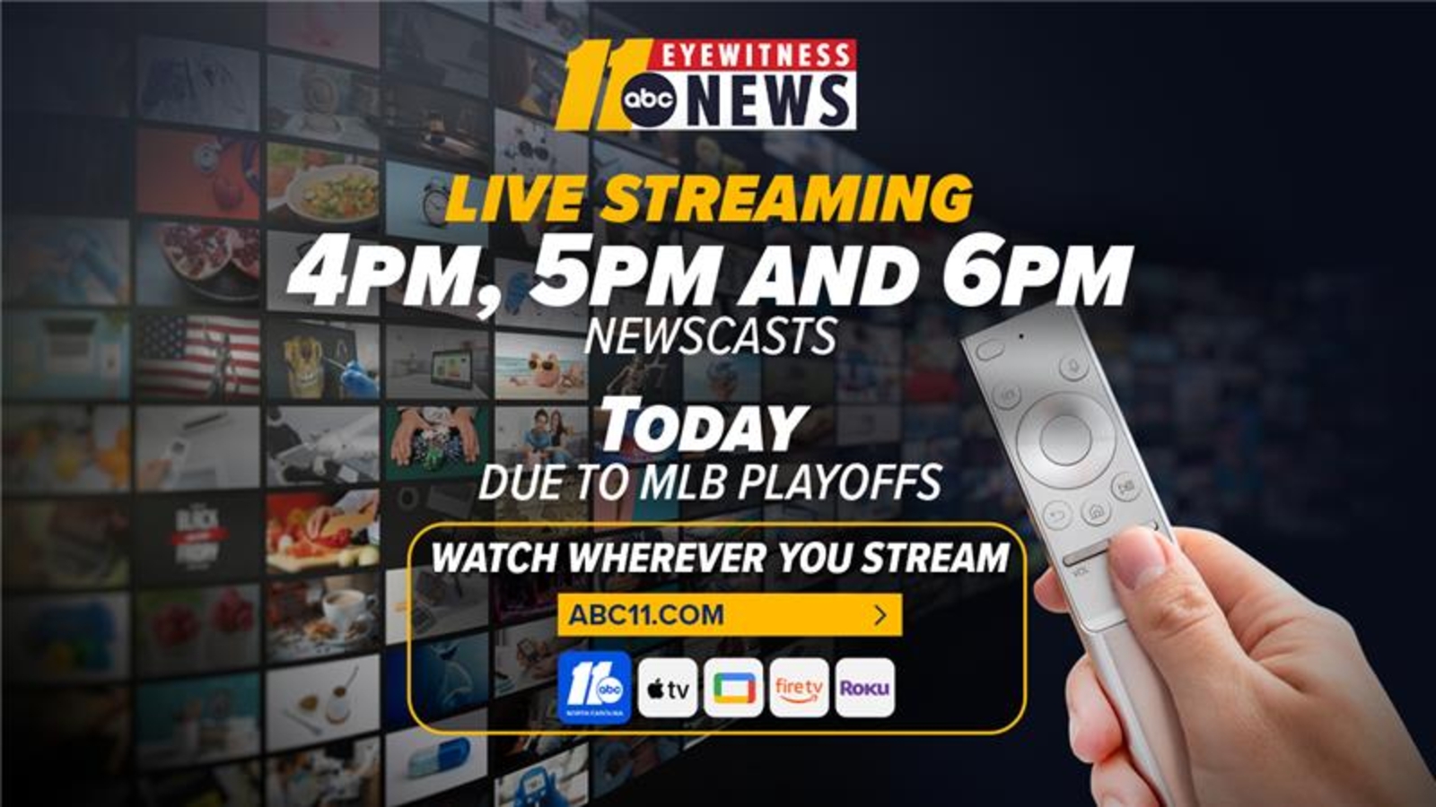 ABC11 Live Stream | How to watch during the MLB Wild Card games on ESPN, ABC - ABC11 Raleigh-Durham