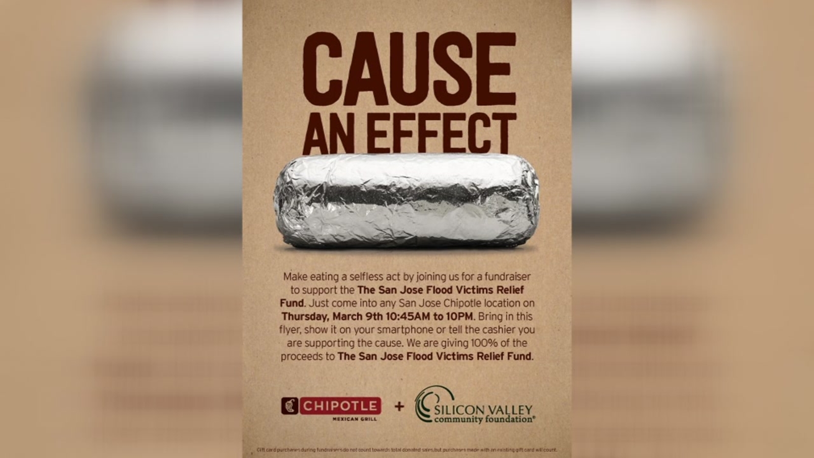 Chipotle holding a fundraiser for San Jose flood victims' relief fund ...