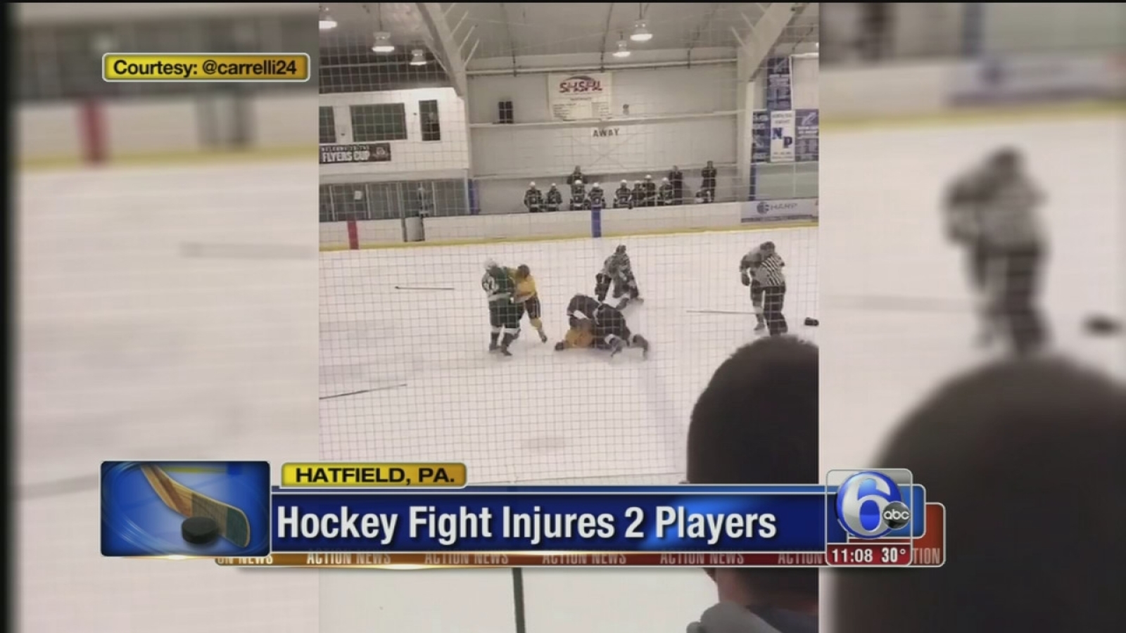 High school hockey teams, fans brawl at Hatfield ice rink - 6abc ...