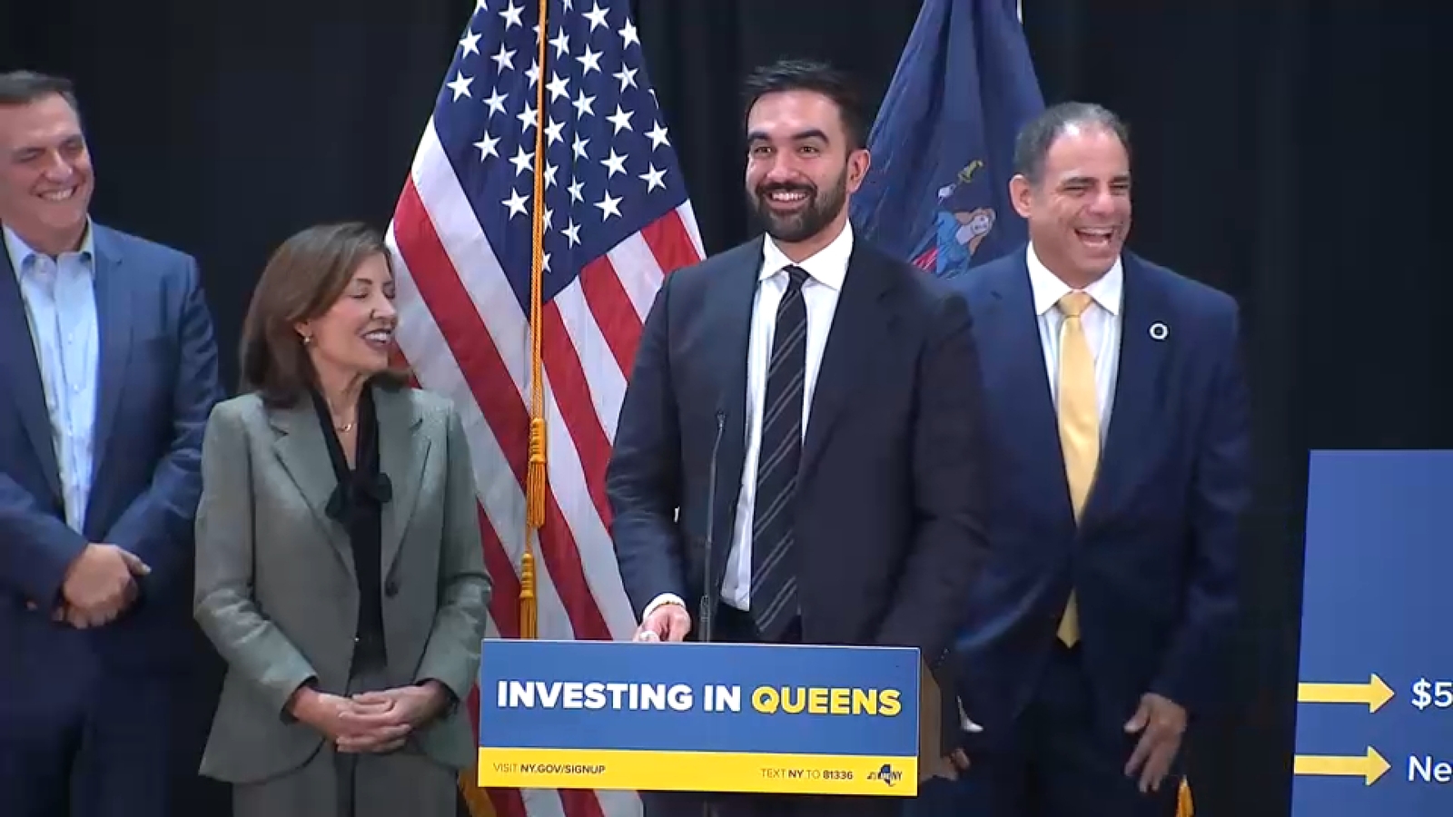 President Trump renews threats to withhold federal funding as Governor Kathy Hochul appears with ...