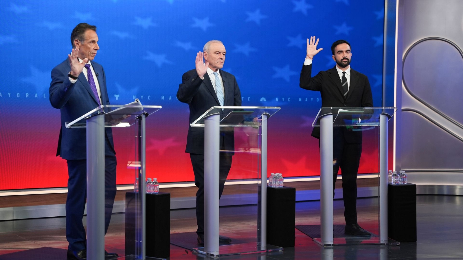 NYC mayoral debate with all 3 candidates, Mamdani, Sliwa, and Cuomo ...