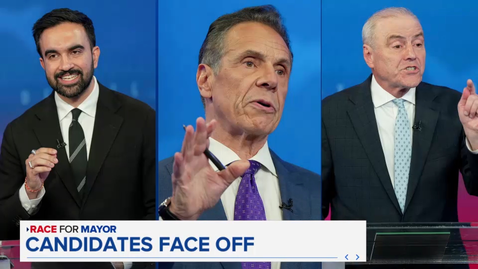 NYC mayoral debate Zohran Mamdani, Andrew Cuomo, Curtis Sliwa face off ...