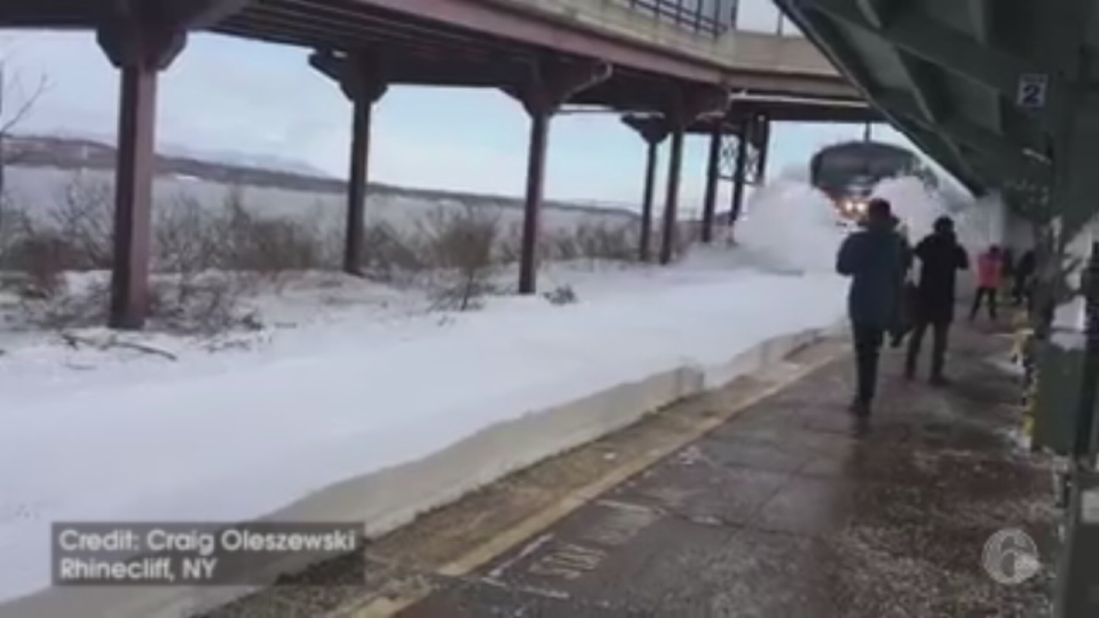 WATCH: Amtrak train sends wave of snow onto passengers in Rhinecliff ...