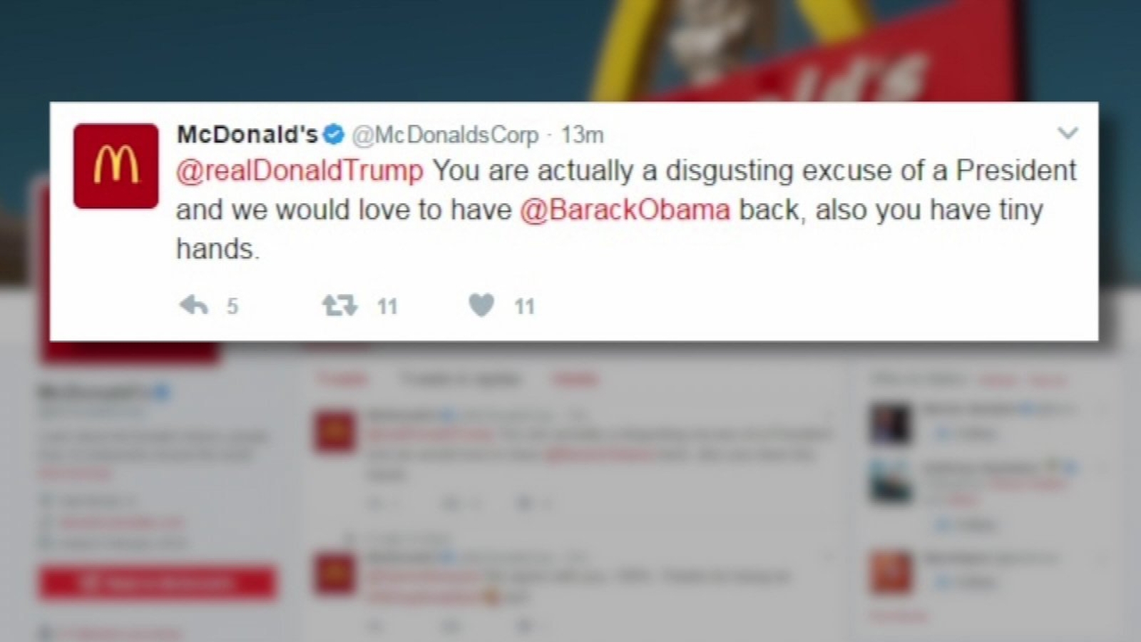 Hacked McDonald's account tweets to Trump: 'You are actually a ...