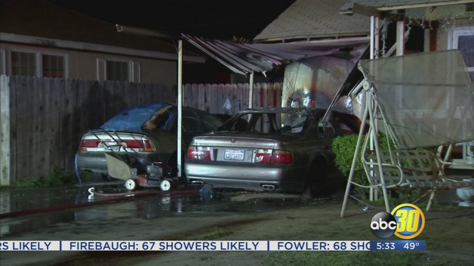 Fresno firefighters save home after car, carport fire - ABC30 Fresno