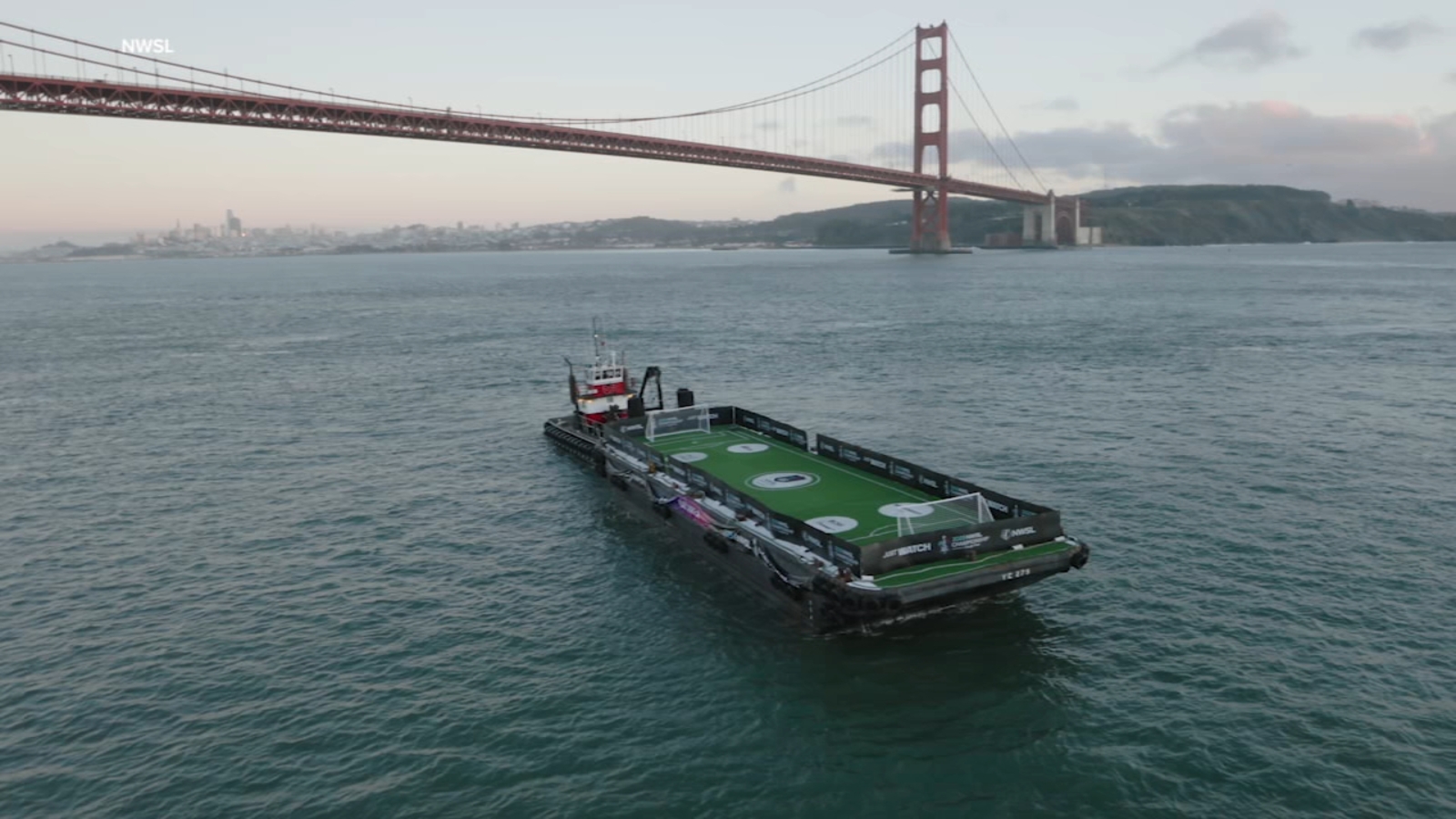 Floating soccer pitch hits San Francisco Bay ahead of National Women's ...