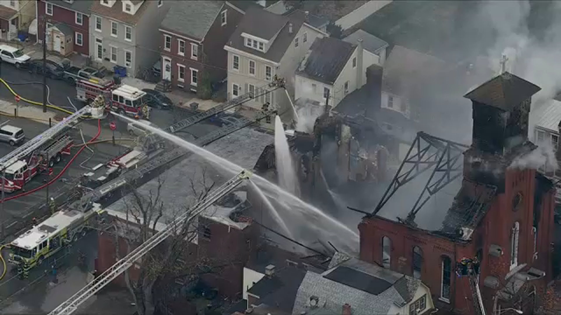 Some 250 firefighters battle 5-alarm fire at vacant church in Pottstown ...