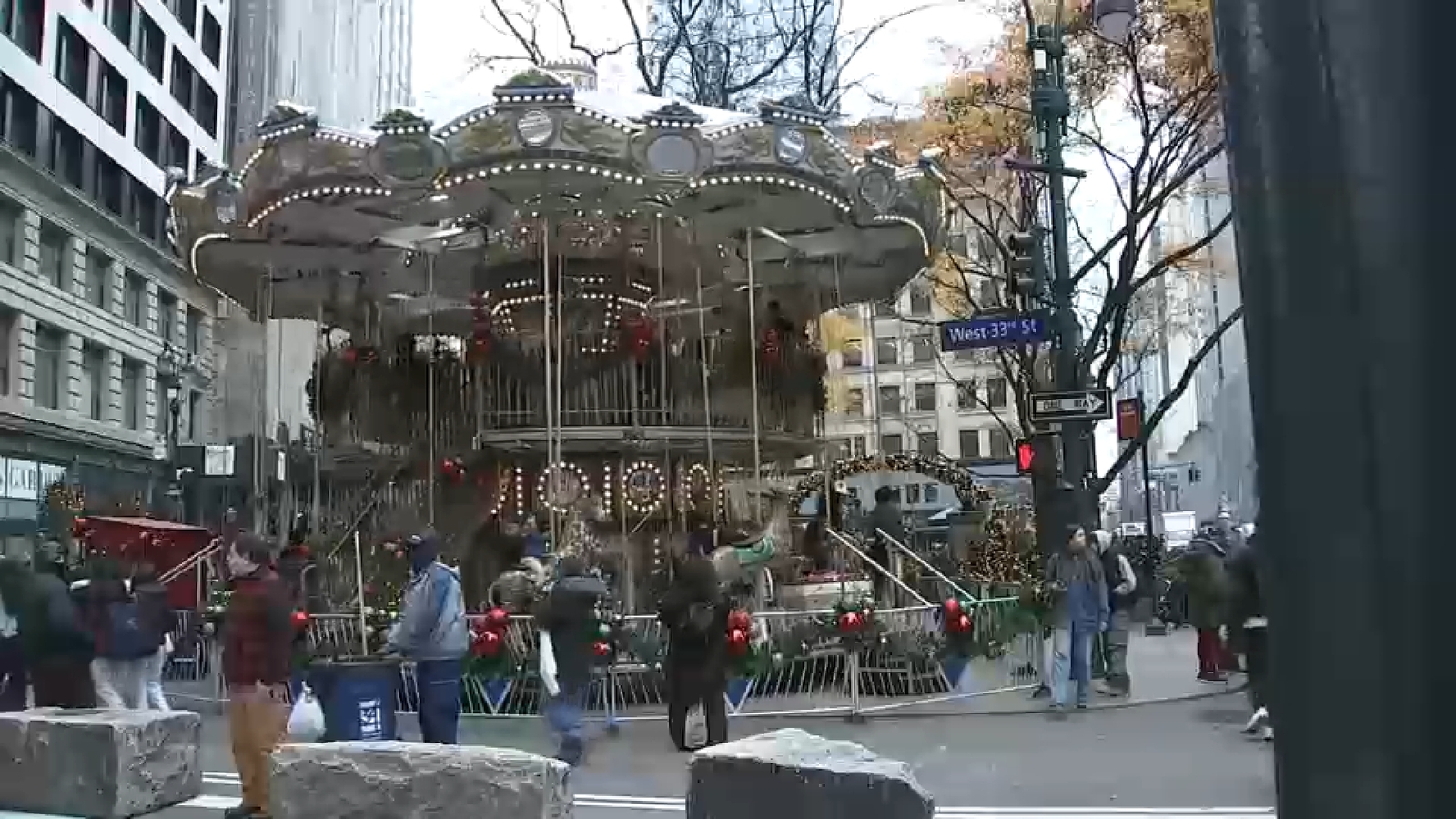 NYC's Double Decker Christmas Carousel opens in Greeley Square, between ...