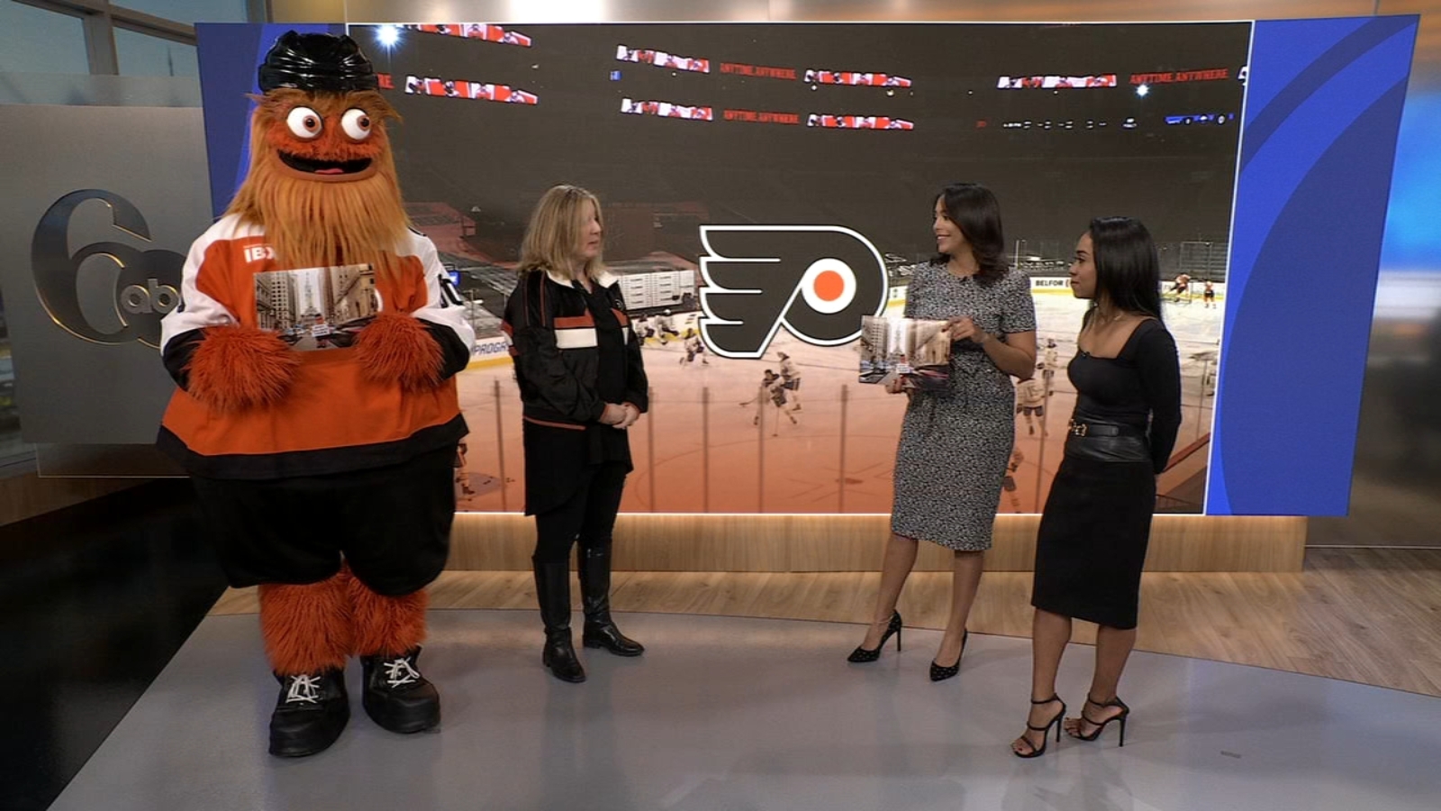 Gritty stops by 6abc studios to unveil new 2026 calendar benefitting ...