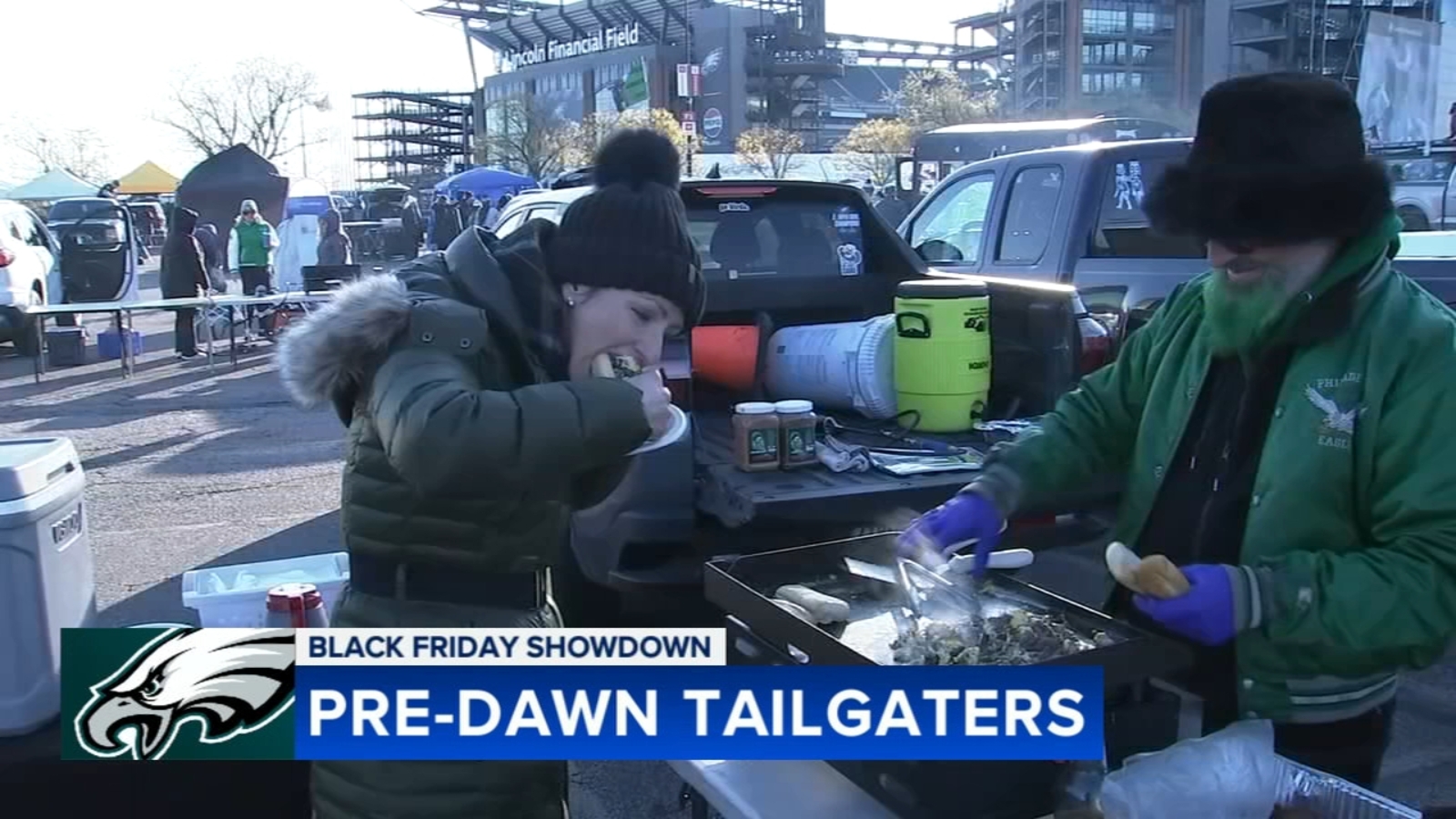 Philadelphia Eagles fans tailgate early ahead of Chicago Bears Black ...