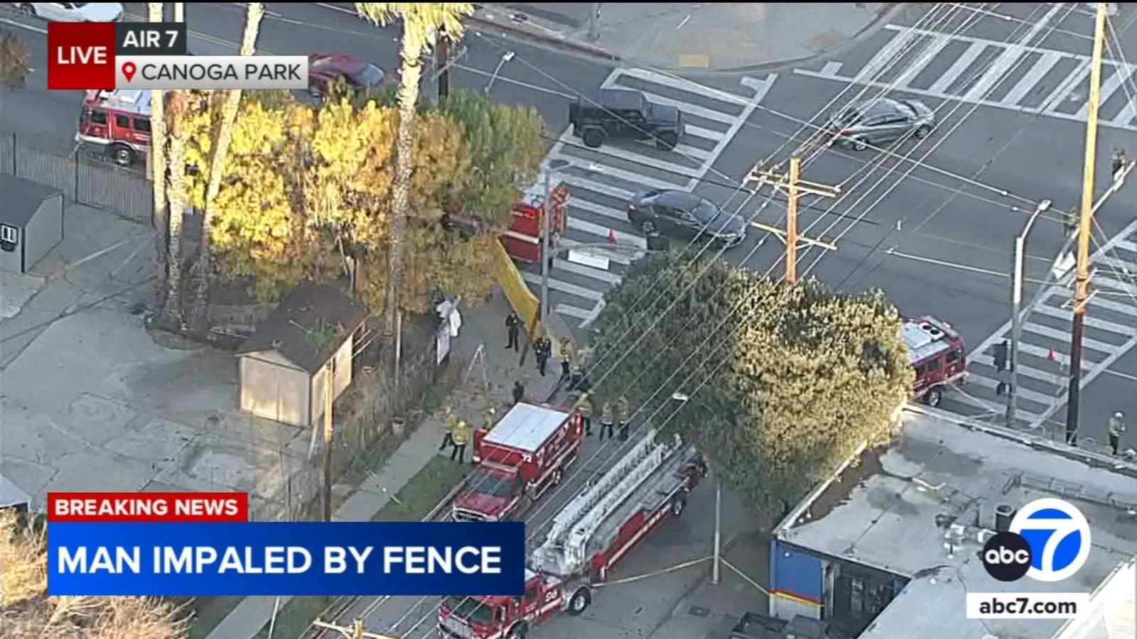 Worker killed, impaled by fence after falling during tree trimming ...