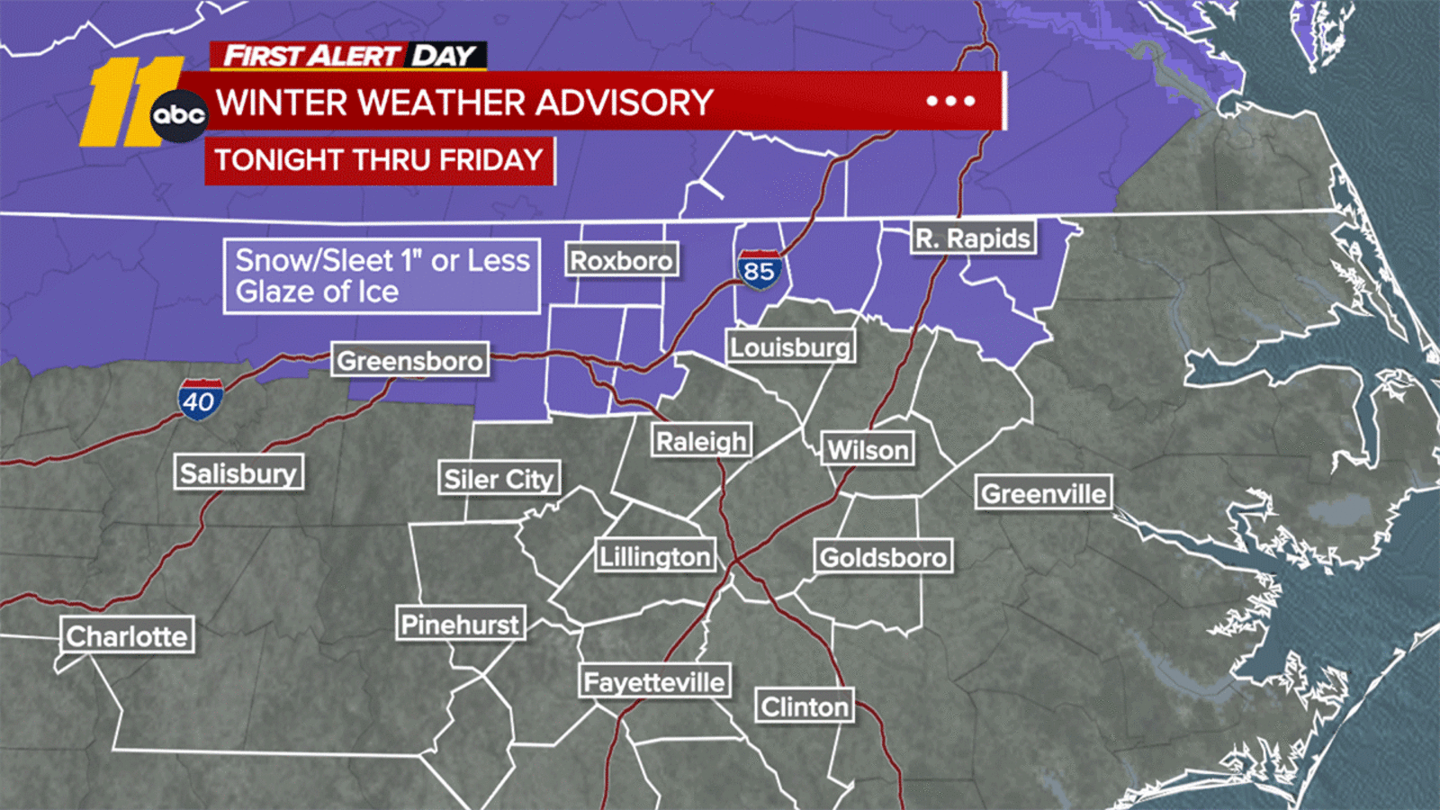 First Alert Forecast NC | Wintry mix expected Friday across Central ...