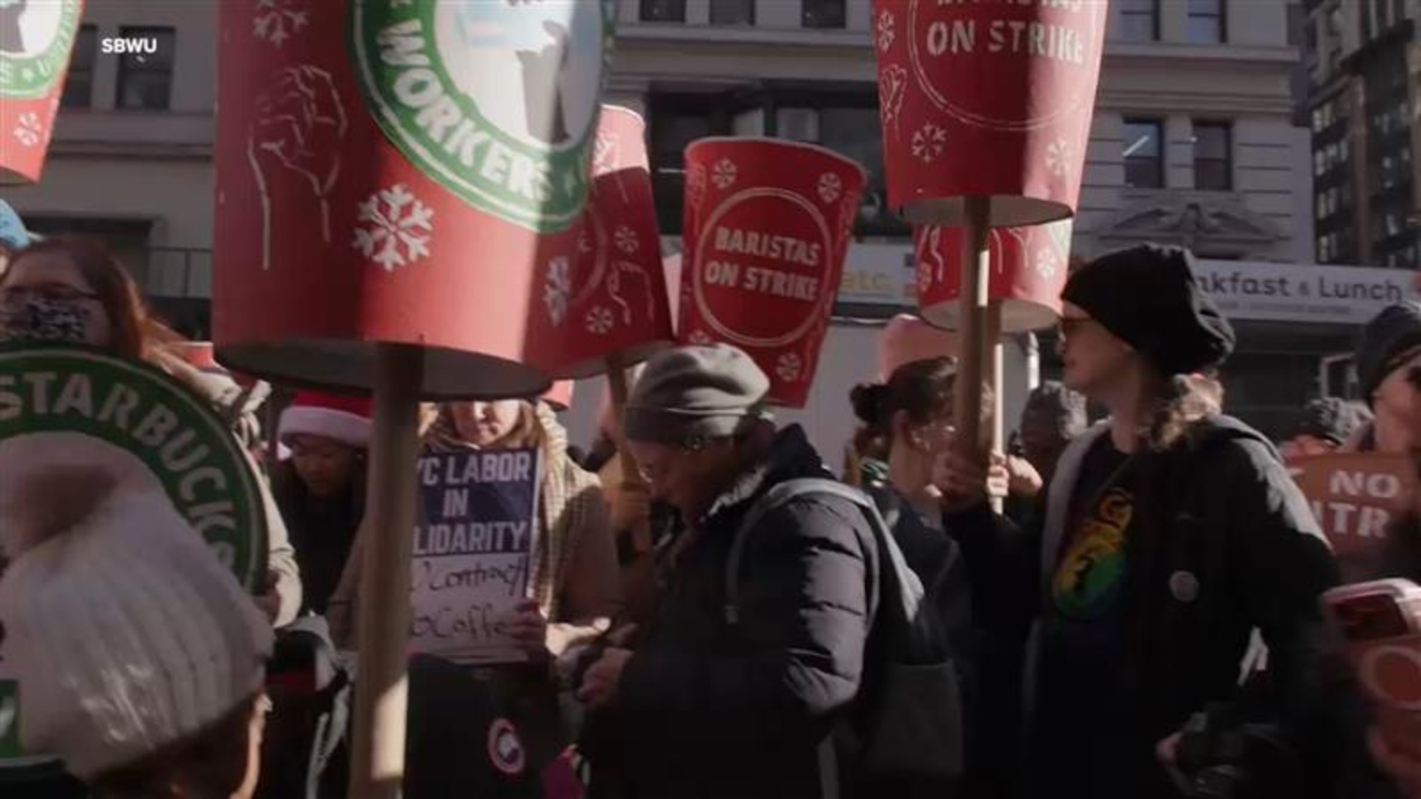 12 Starbucks workers arrested while protesting outside Empire State ...