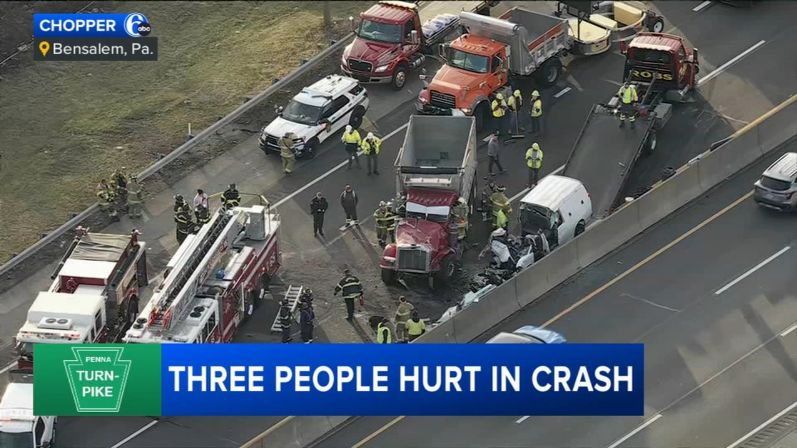 Pa. Turnpike crash leaves 3 injured in Bensalem Township, Bucks County ...