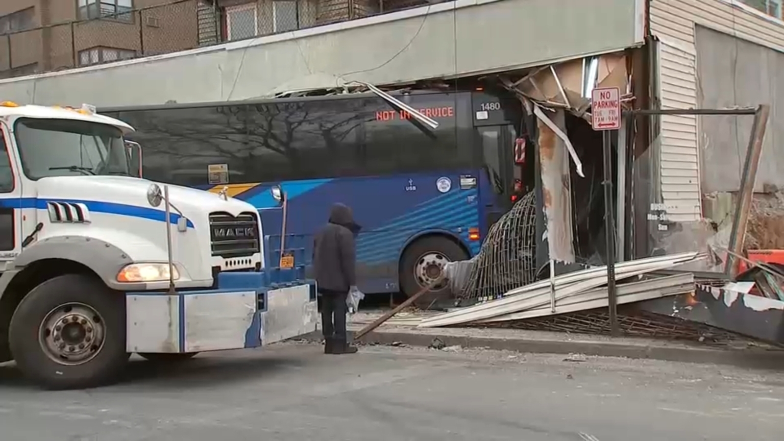MTA driver injured after bus crashes into storefront deli in Yonkers ...