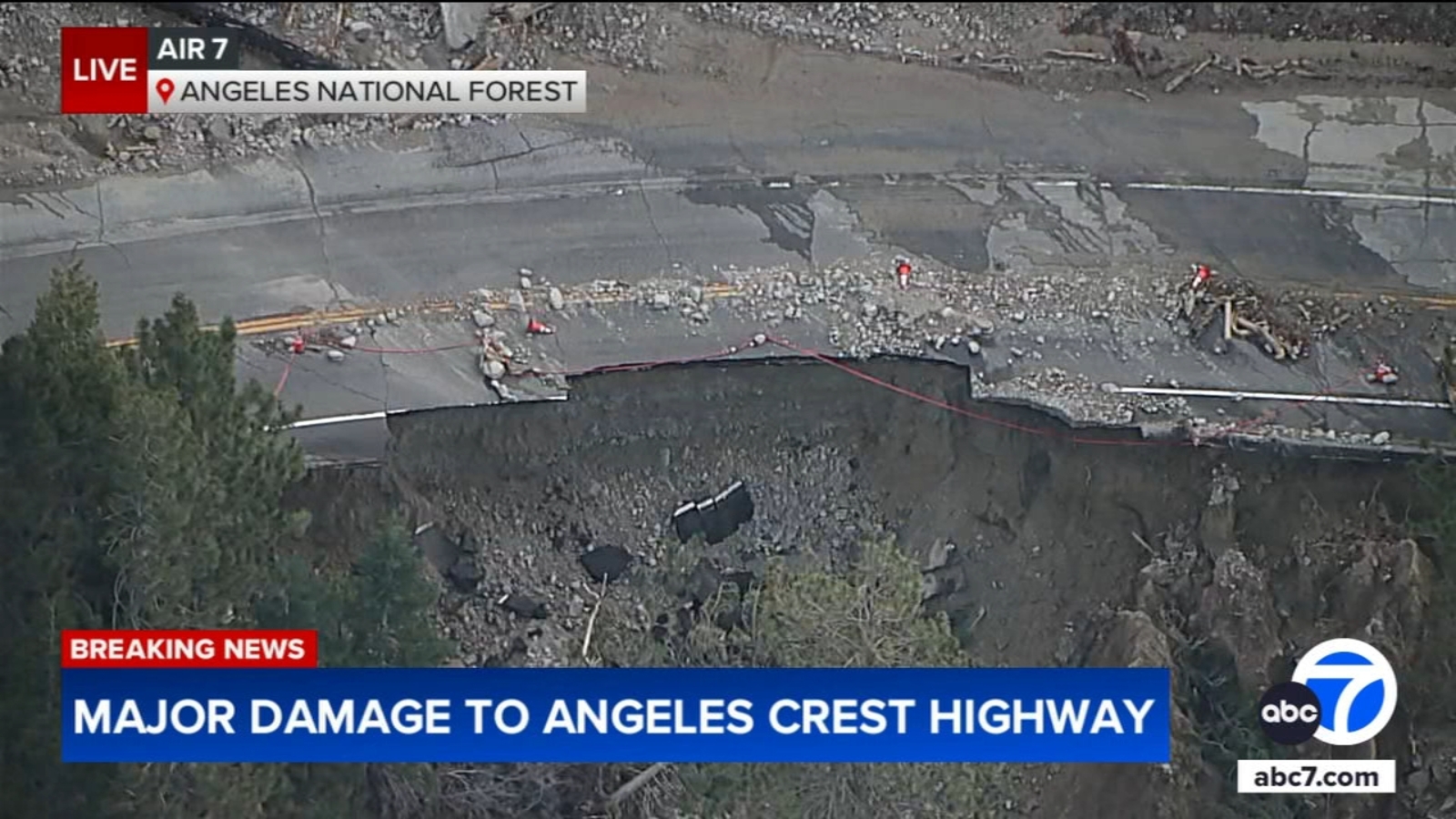 Angeles Crest Highway partially collapses near Mt. Waterman ski lifts ...