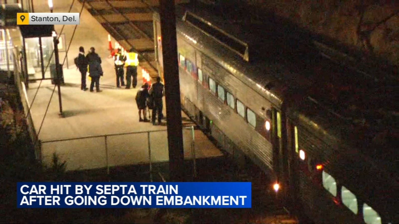 Car hit by SEPTA train after going down embankment in Delaware - 6abc ...