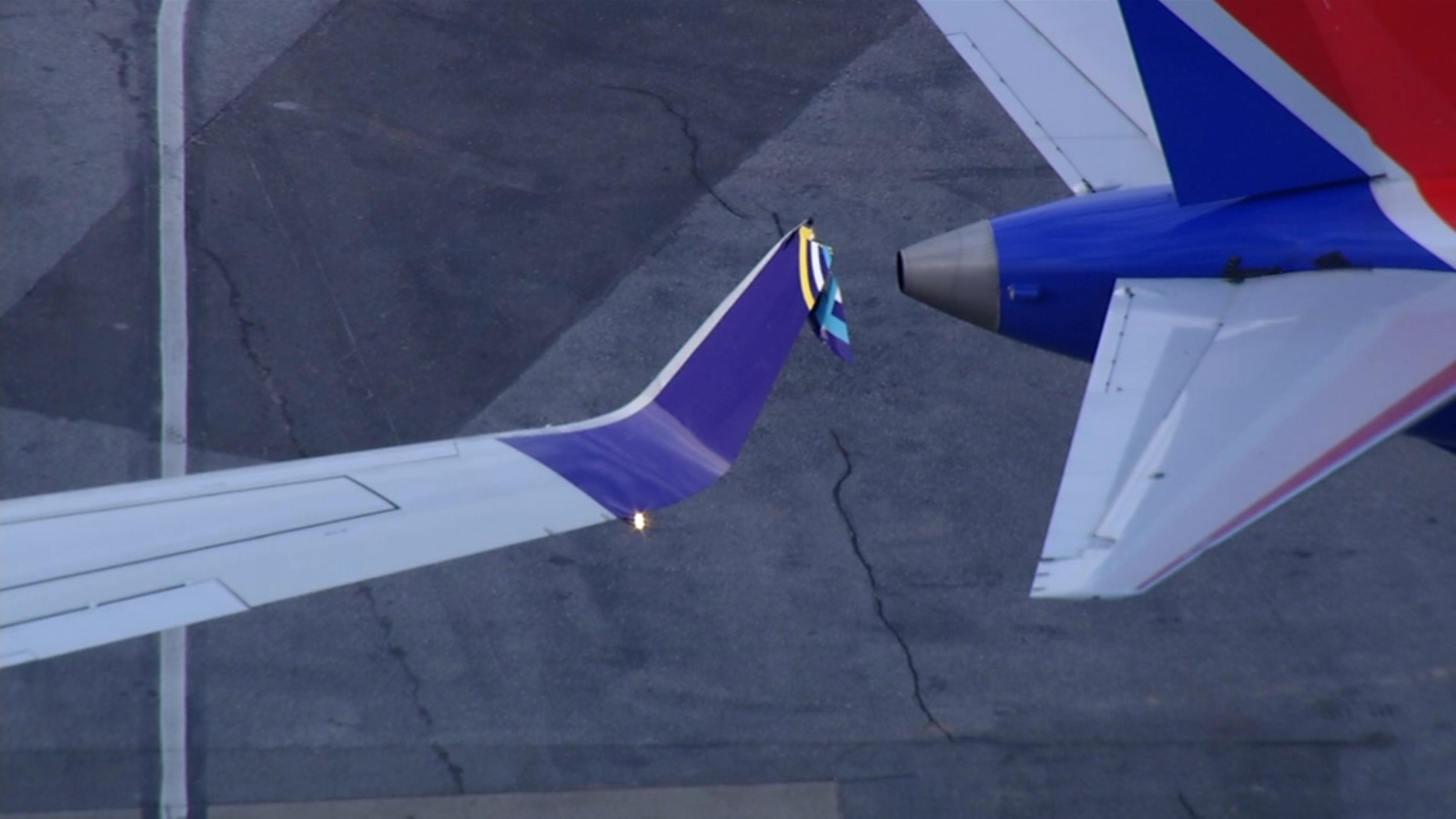 Unoccupied Avelo and Southwest planes clip wings at Raleigh-Durham ...