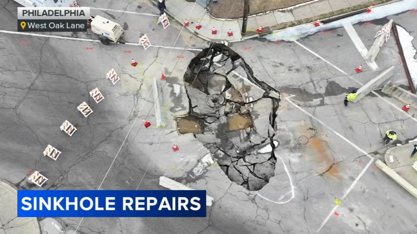 Water restored to homes after main break causes sinkhole in ...
