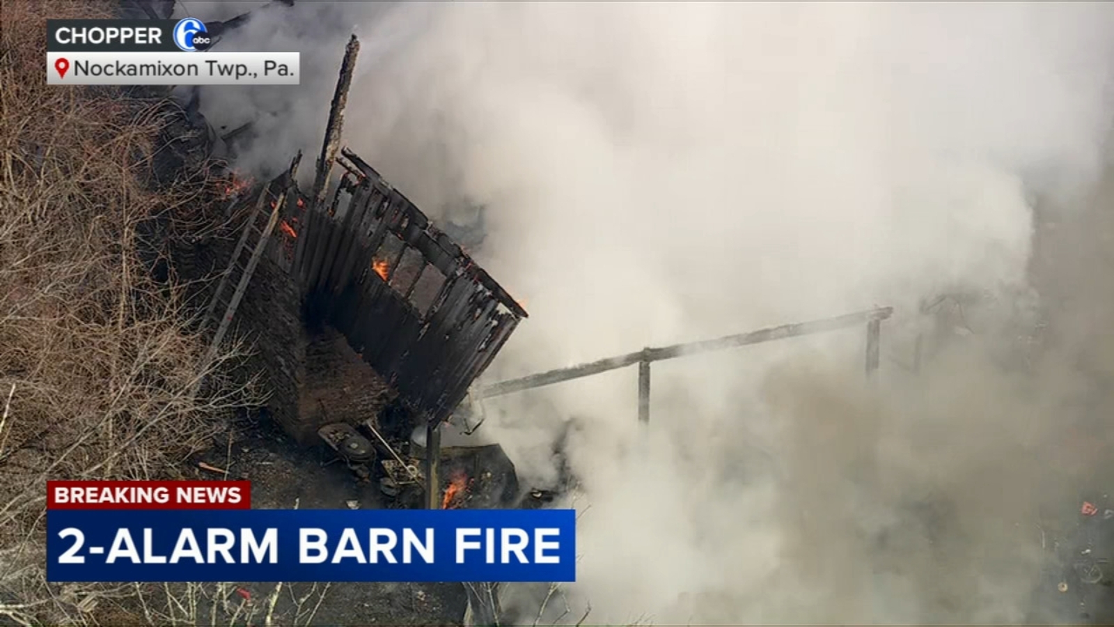 Crews battle 2-alarm barn fire in Nockamixon Township, Pennsylvania ...