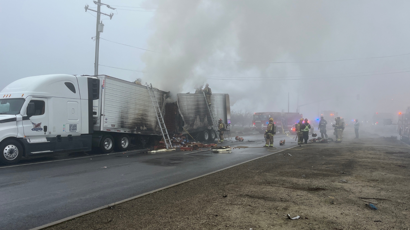 Man killed after pickup crashes into semi in dense fog near Highway 99 ...