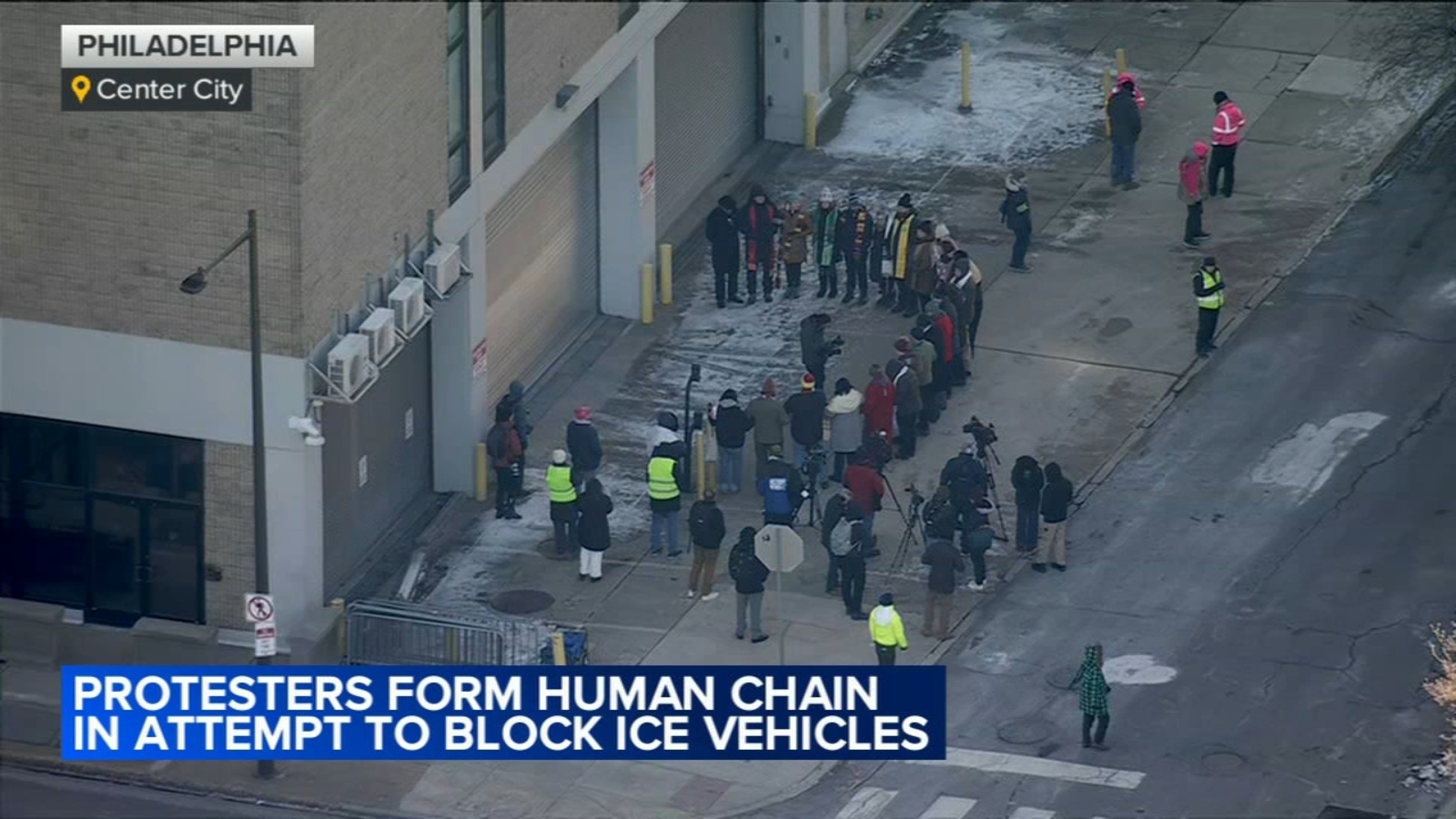 Protesters from No ICE Philly form human blockade outside ICE office in ...
