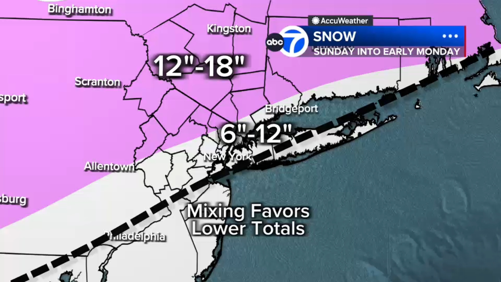 Updated potential snowfall map - ABC7 New York