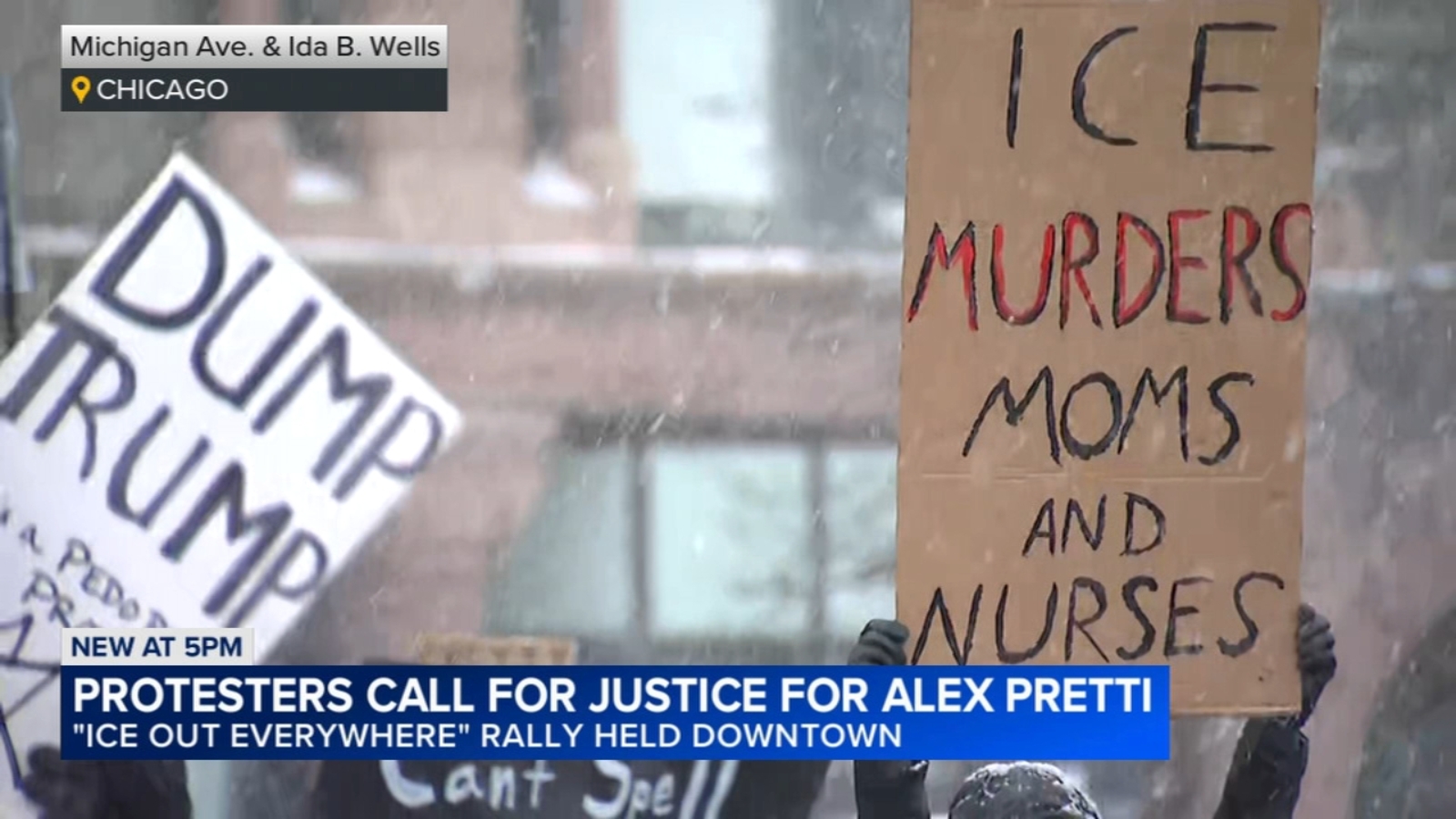Minneapolis shooting: Anti-ICE protests held downtown Chicago after ...