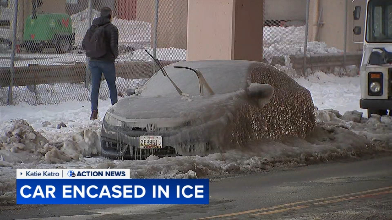 Philadelphia woman finds car encased in ice after apparent pipe burst ...