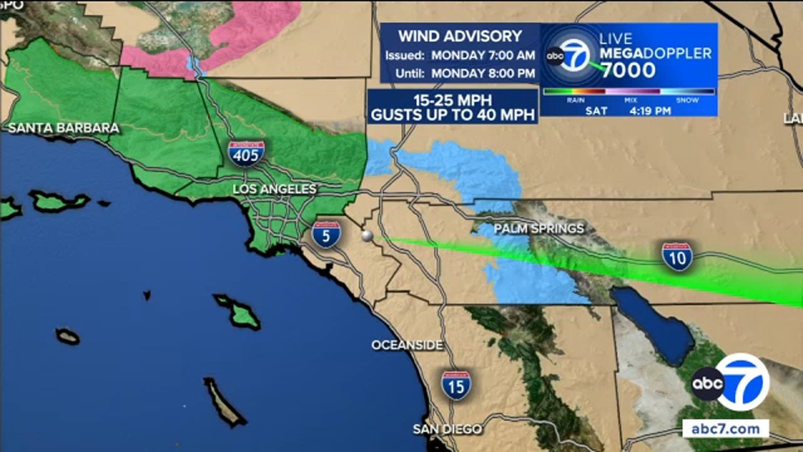 Wind Advisory begins at 7 a.m. Monday for parts of SoCal amid storm ...