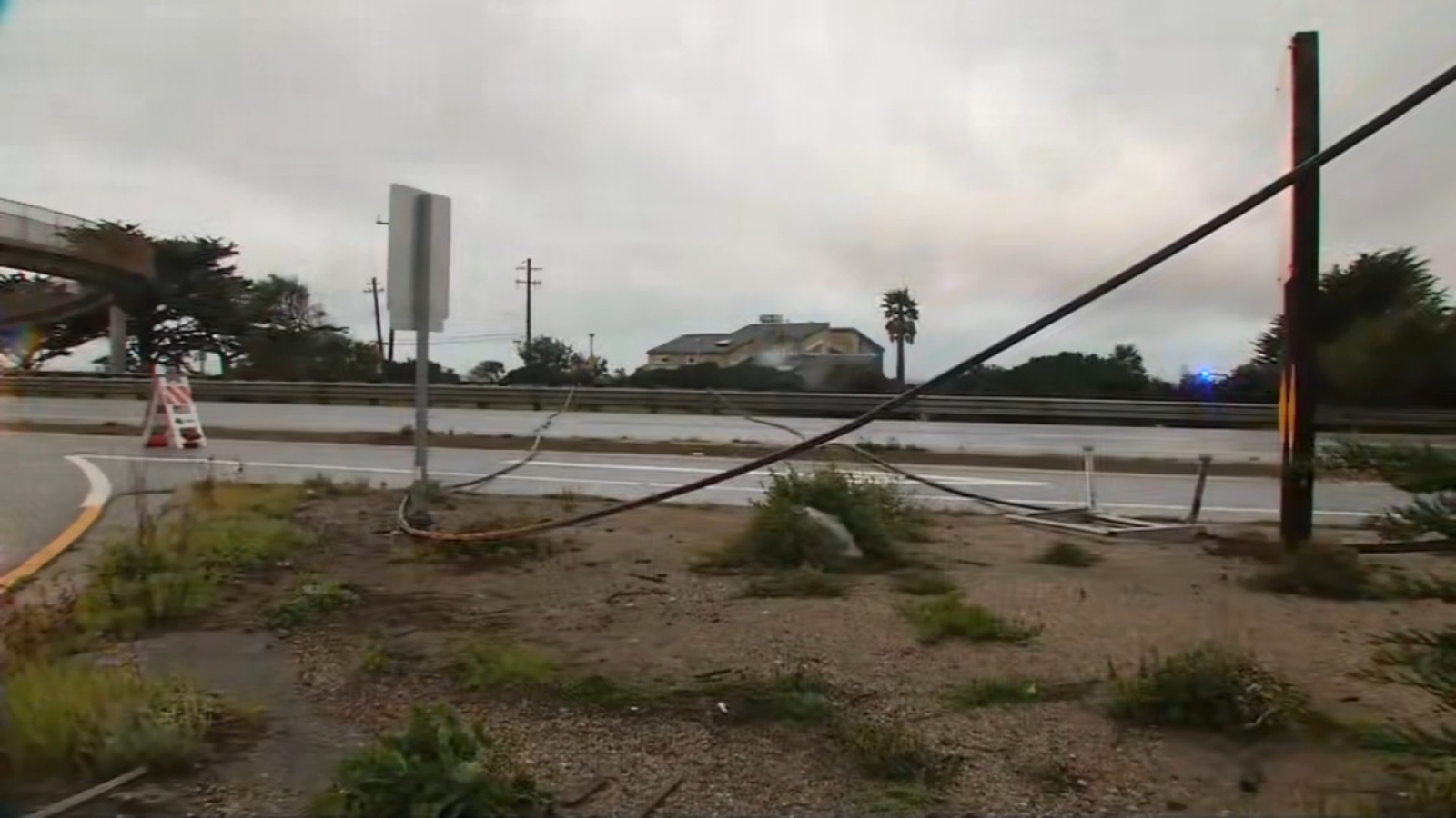 Downed utility line closes Highway 1 in Pacifica - ABC7 San Francisco