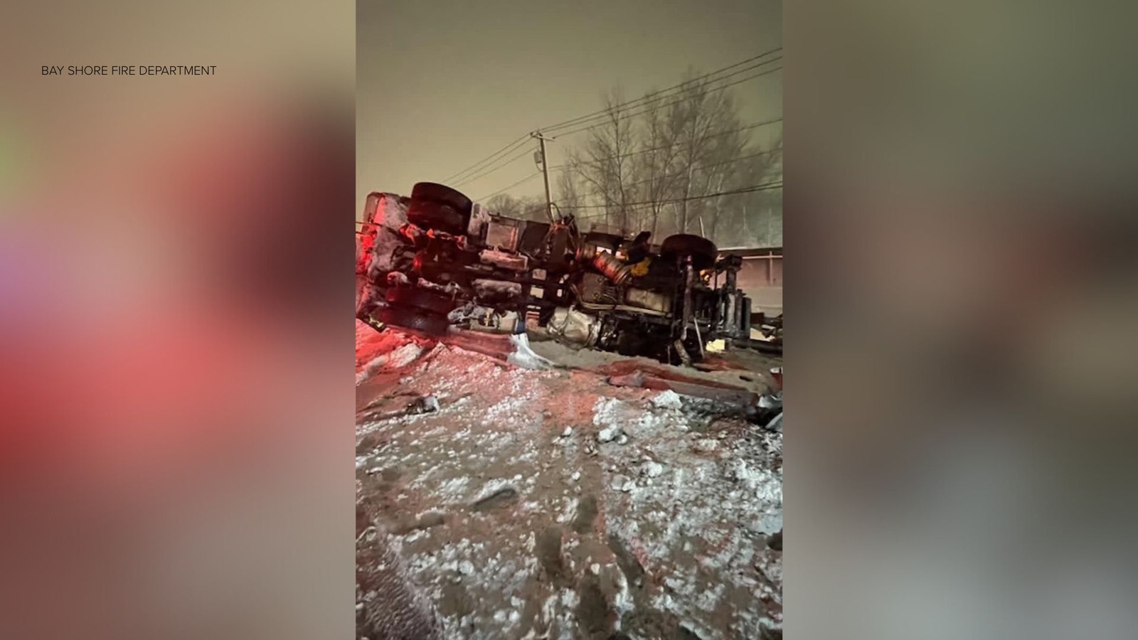 Plow truck overturns on Sunrise Highway in Bay Shore amid winter storm ...