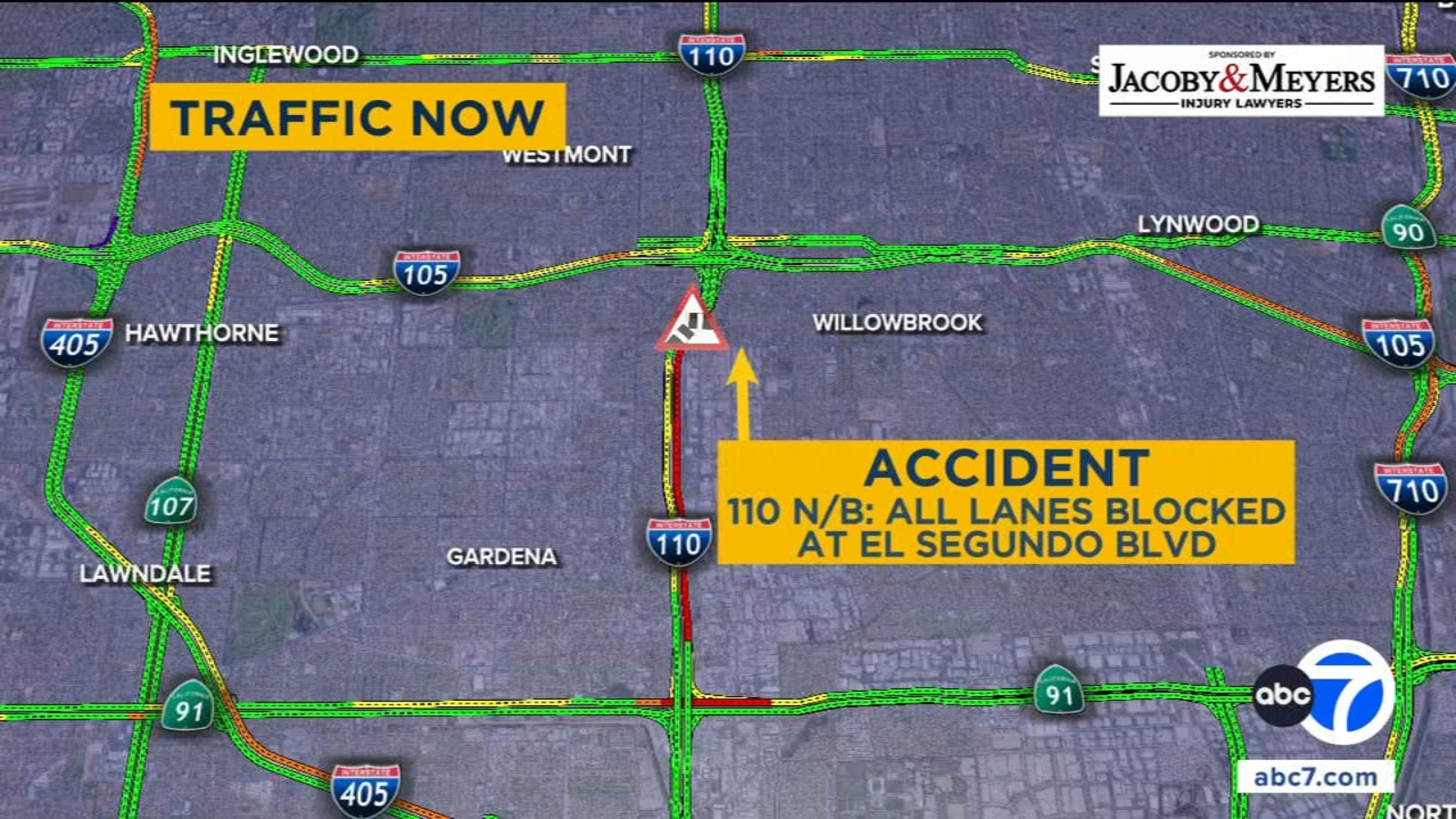 Northbound 110 Freeway shut down in South Los Angeles due to overturned ...