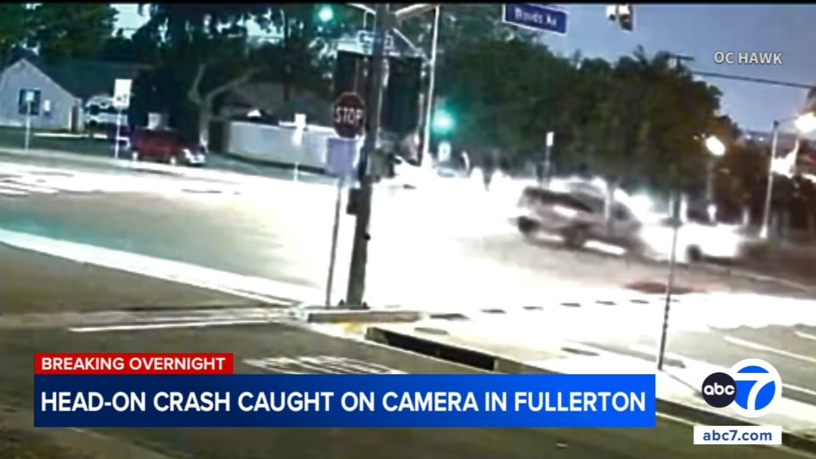 Head-on crash caught on camera in Fullerton - ABC7 Los Angeles