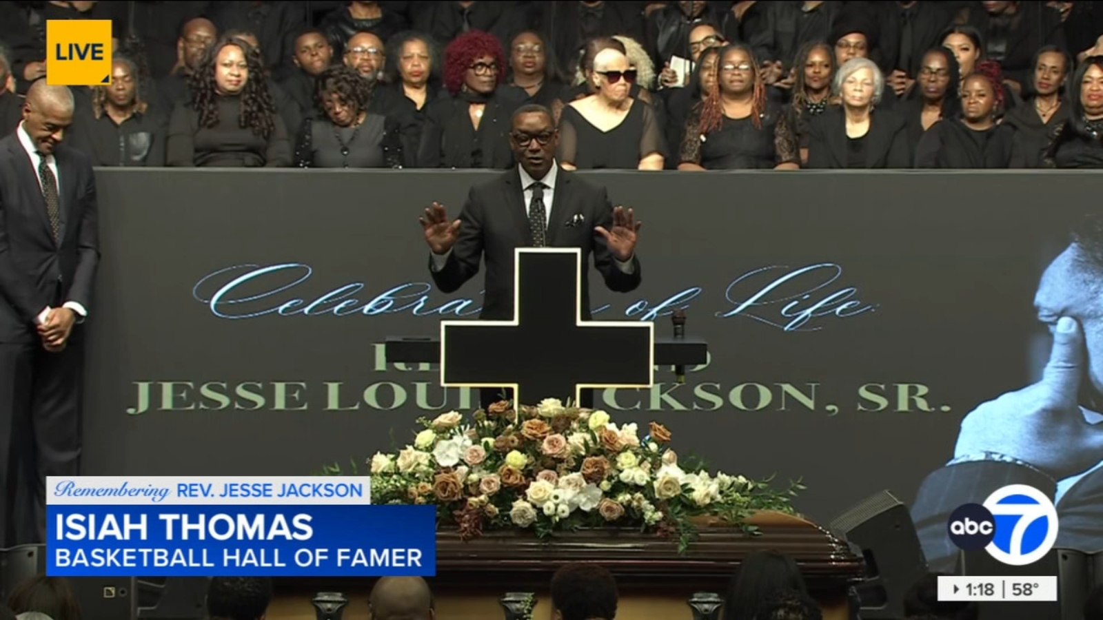 NBA Legend Isiah Thomas honors Rev. Jackson in emotional speech - ABC7 ...