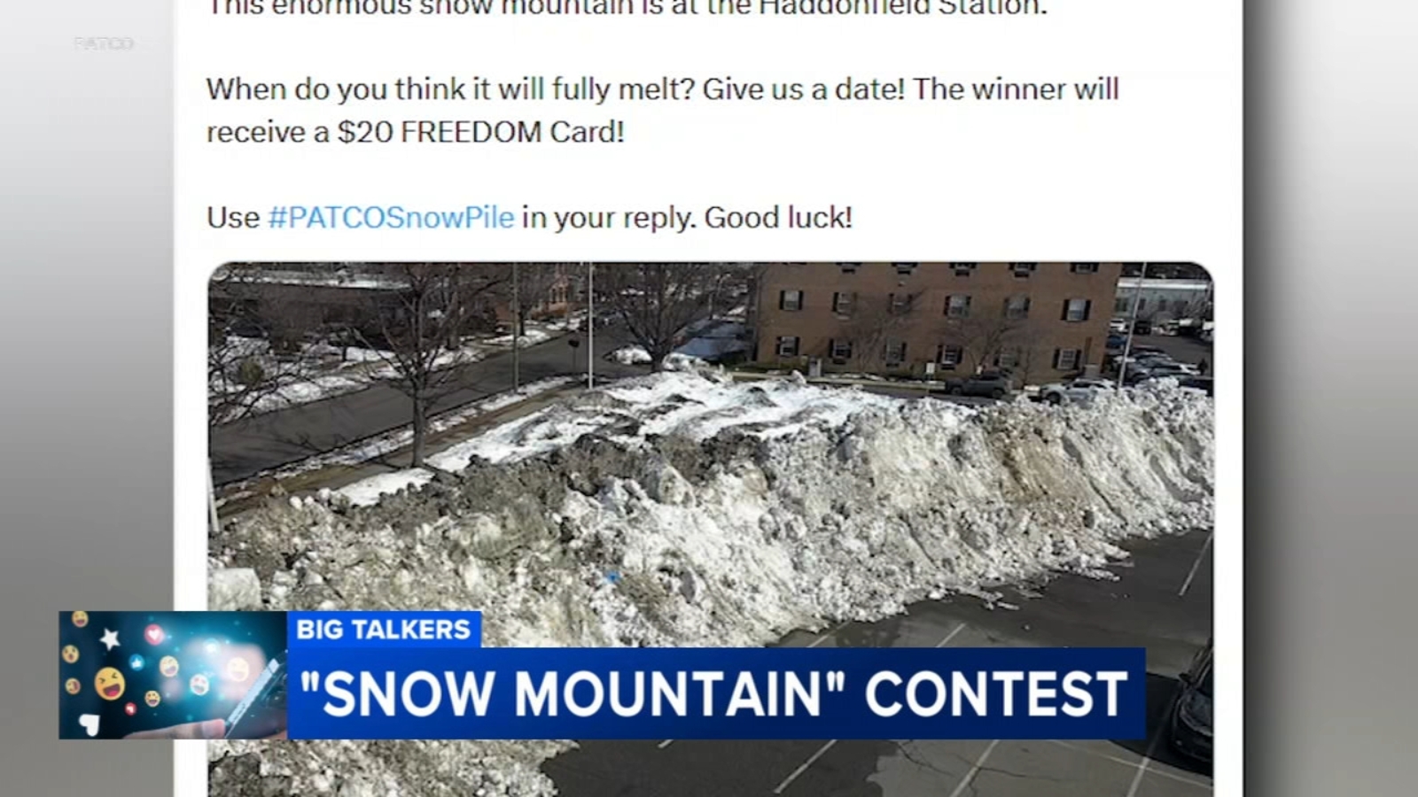 Got a guess? PATCO offering prize for predicting snow mountain's last ...