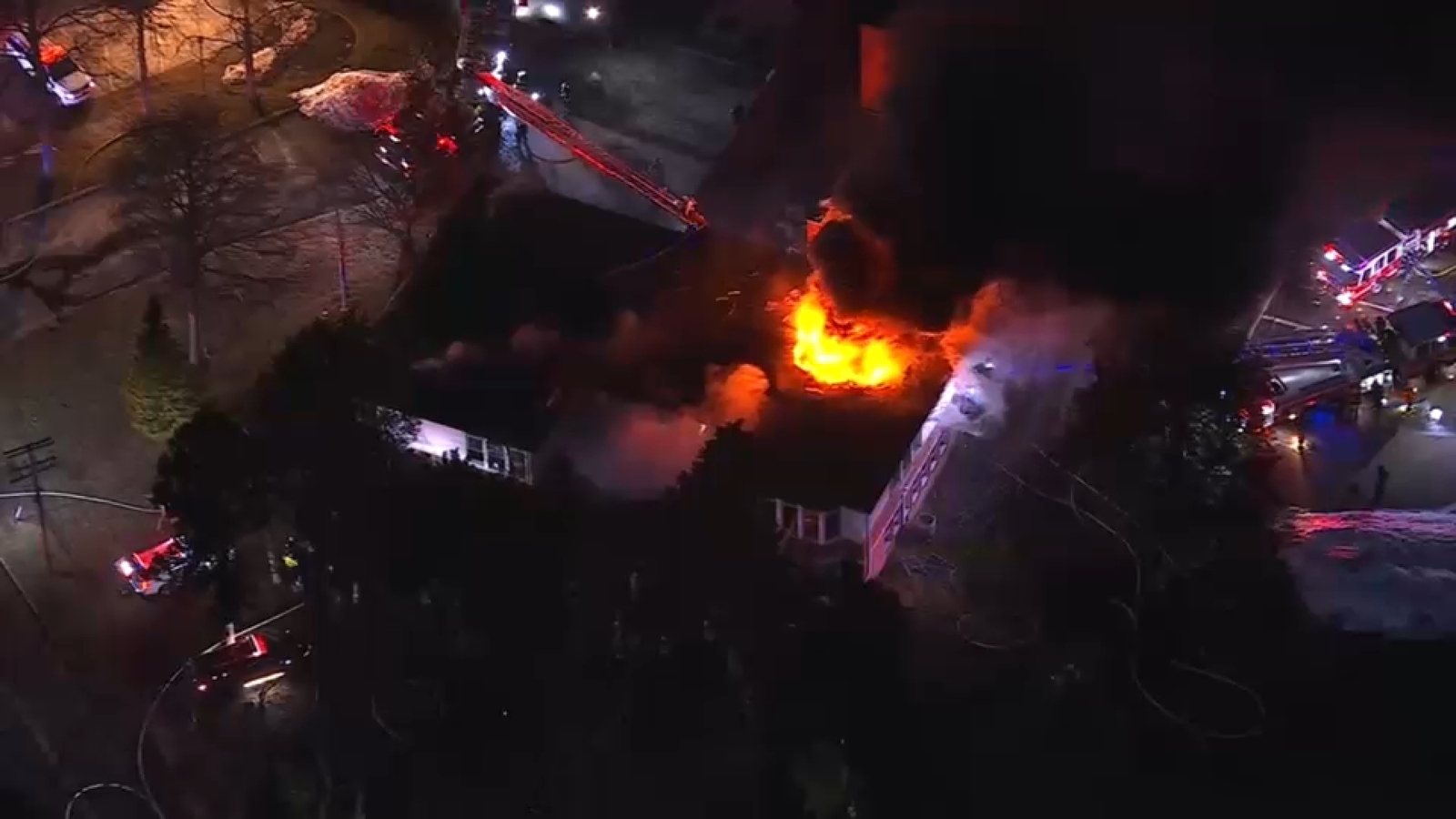 Syosset firefighters race to extinguish raging blaze burning Long ...