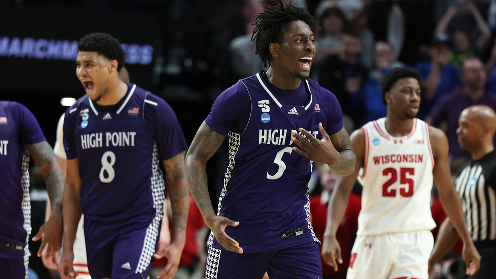 High Point stuns Wisconsin 83-82 for program's first NCAA tournament ...