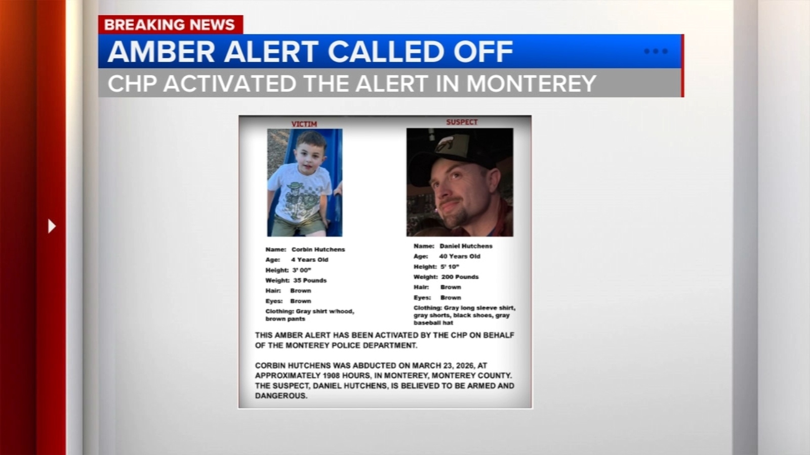 Missing 4-year-old Monterey County boy found; Amber Alert canceled, CHP ...