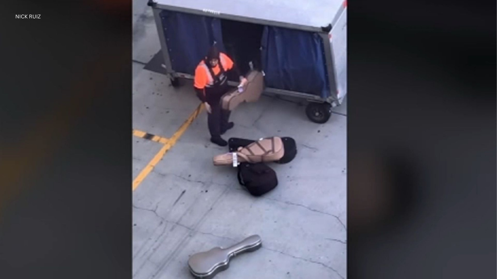 LAX baggage handler caught on video carelessly tossing guitars on ...