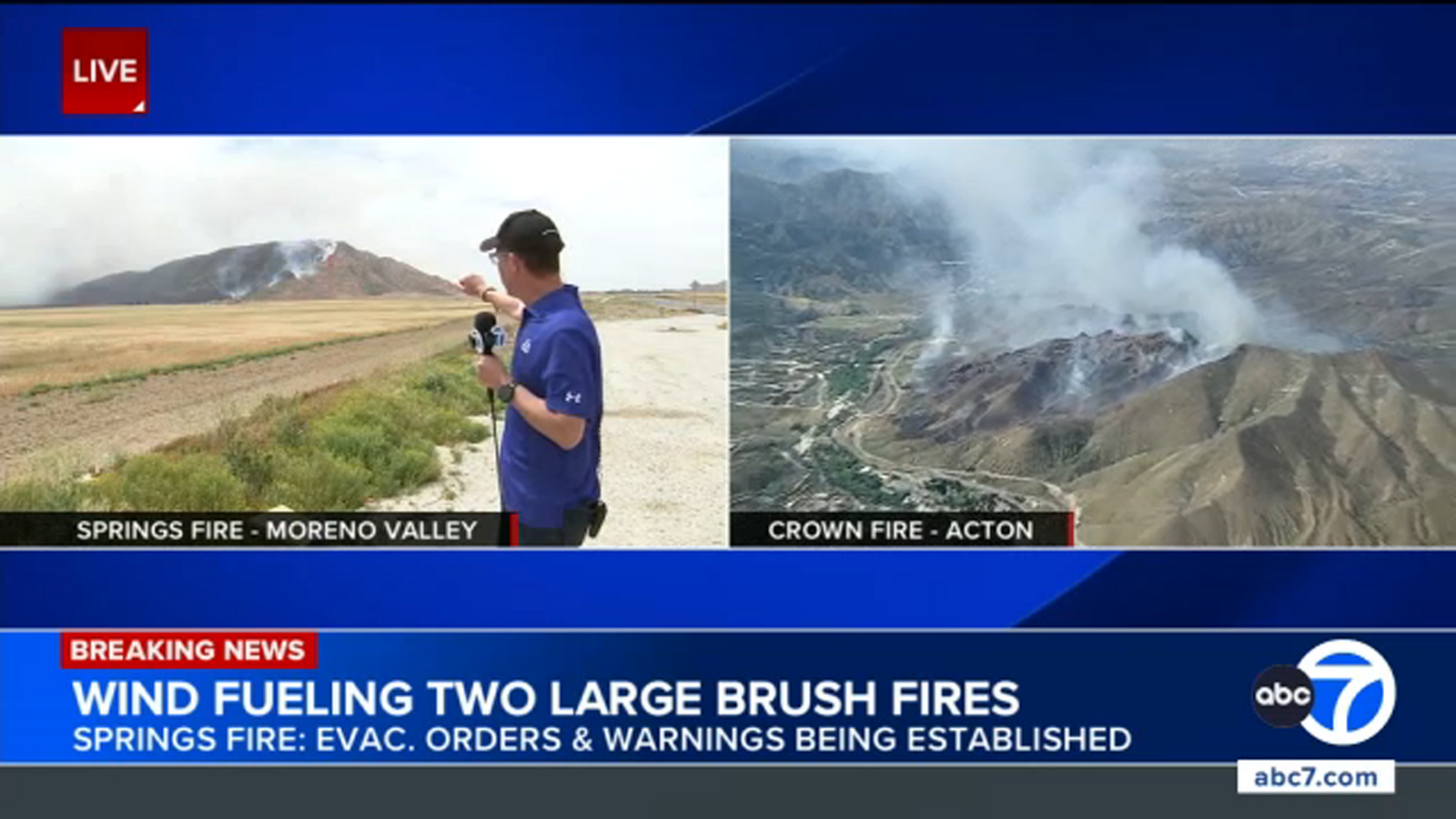 Rob McMillan reports from scene of Springs Fire - ABC7 Los Angeles