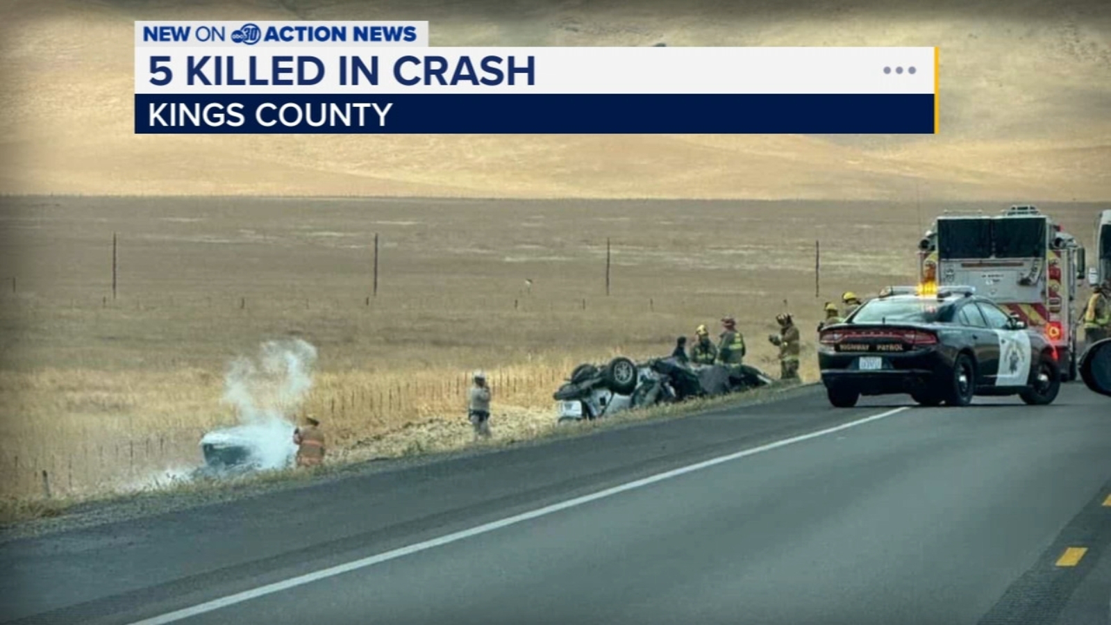 5 people killed in head-on fiery crash in Kings County, CHP says ...