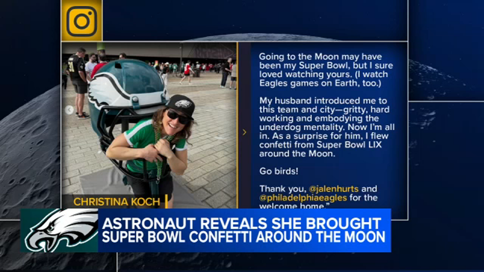 Astronaut Christina Koch brings Eagles' Super Bowl confetti around the ...